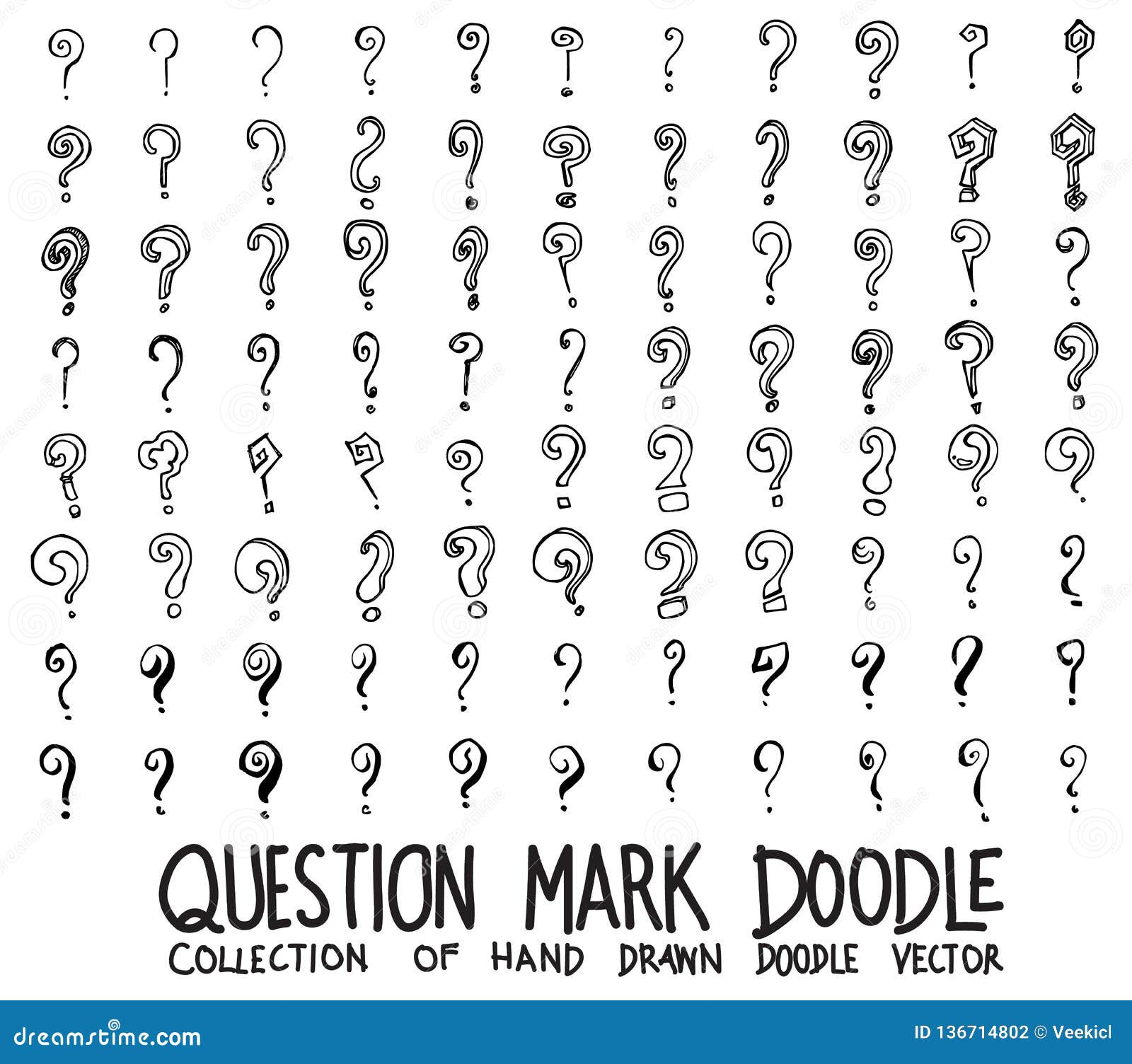 Set of Question Mark Icons Drawing Illustration Hand Drawn Doodle ...
