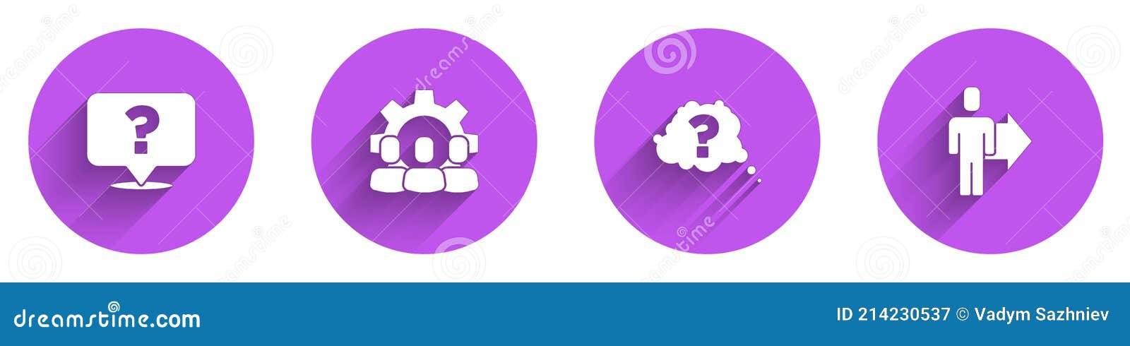 Set Question Mark, Project Team Base, and Team Leader Icon with Long ...