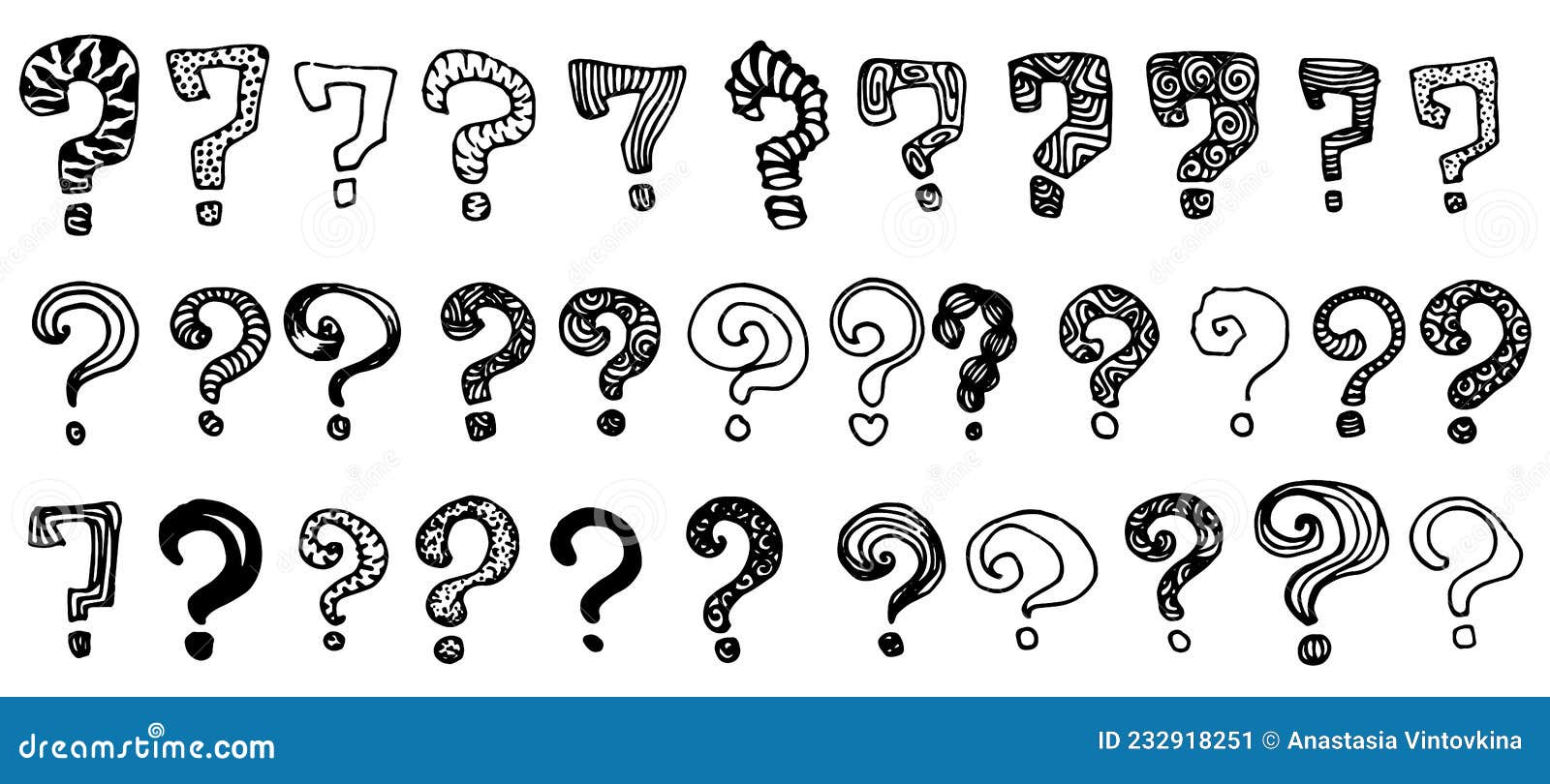 A Set of Question Marks Drawn. Hand-drawn in Doodle Style Collection of ...