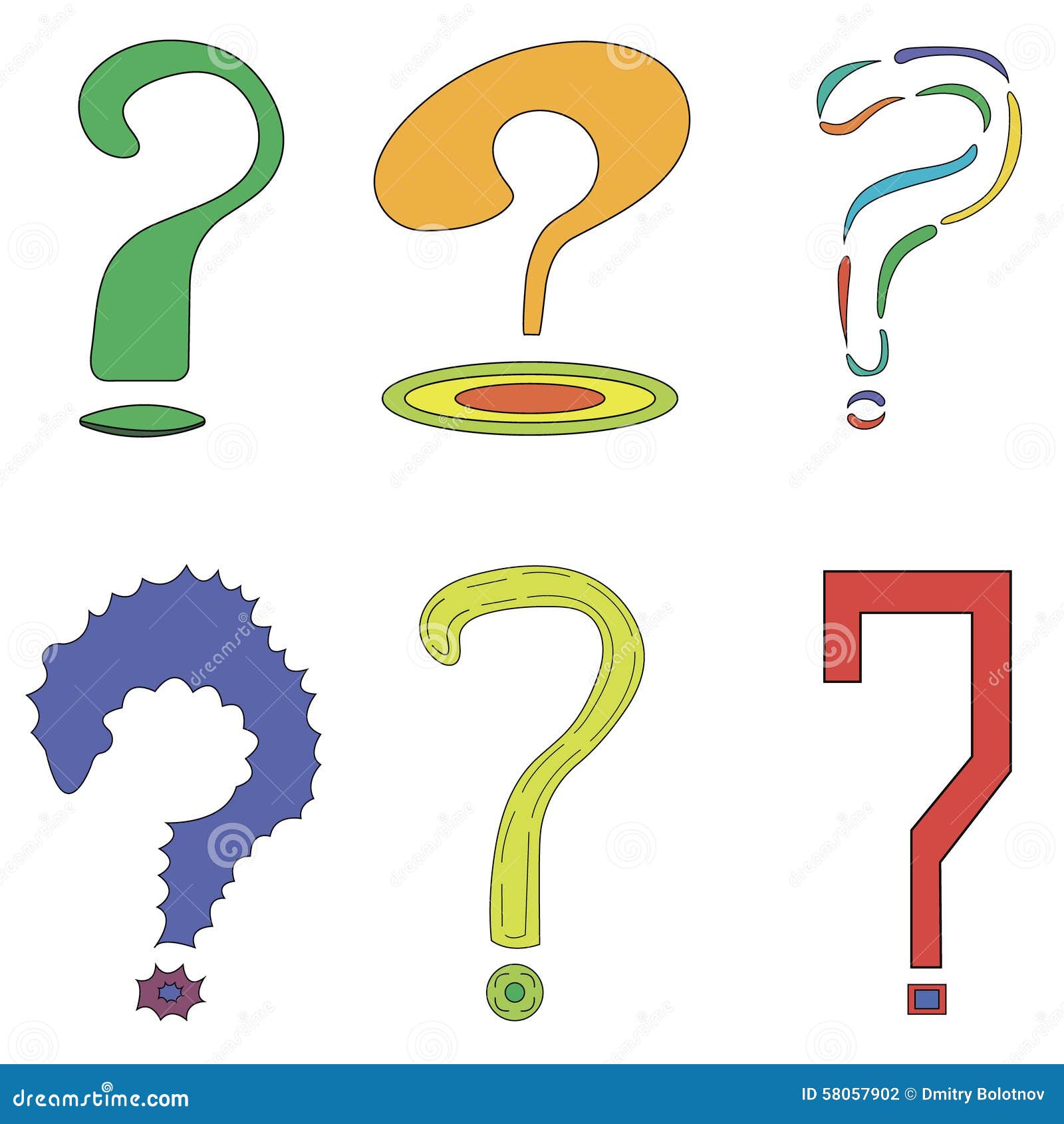 A set of 6 questions stock vector. Illustration of orange - 58057902