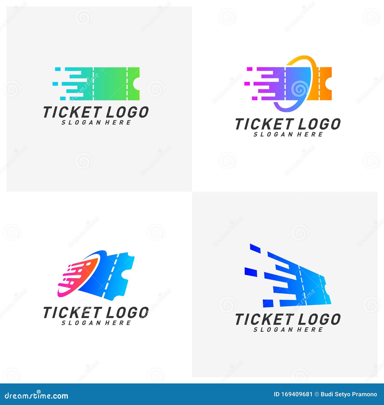 Set of Quick Ticket Logo Template Design Vector, Emblem, Creative ...