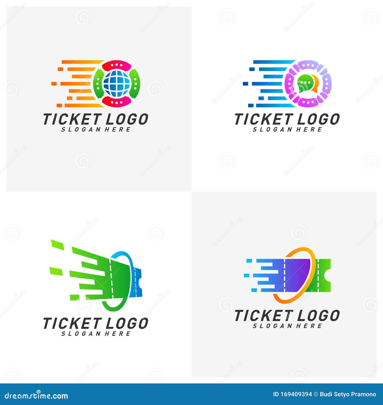 Set of Quick Ticket Logo Template Design Vector, Emblem, Creative ...