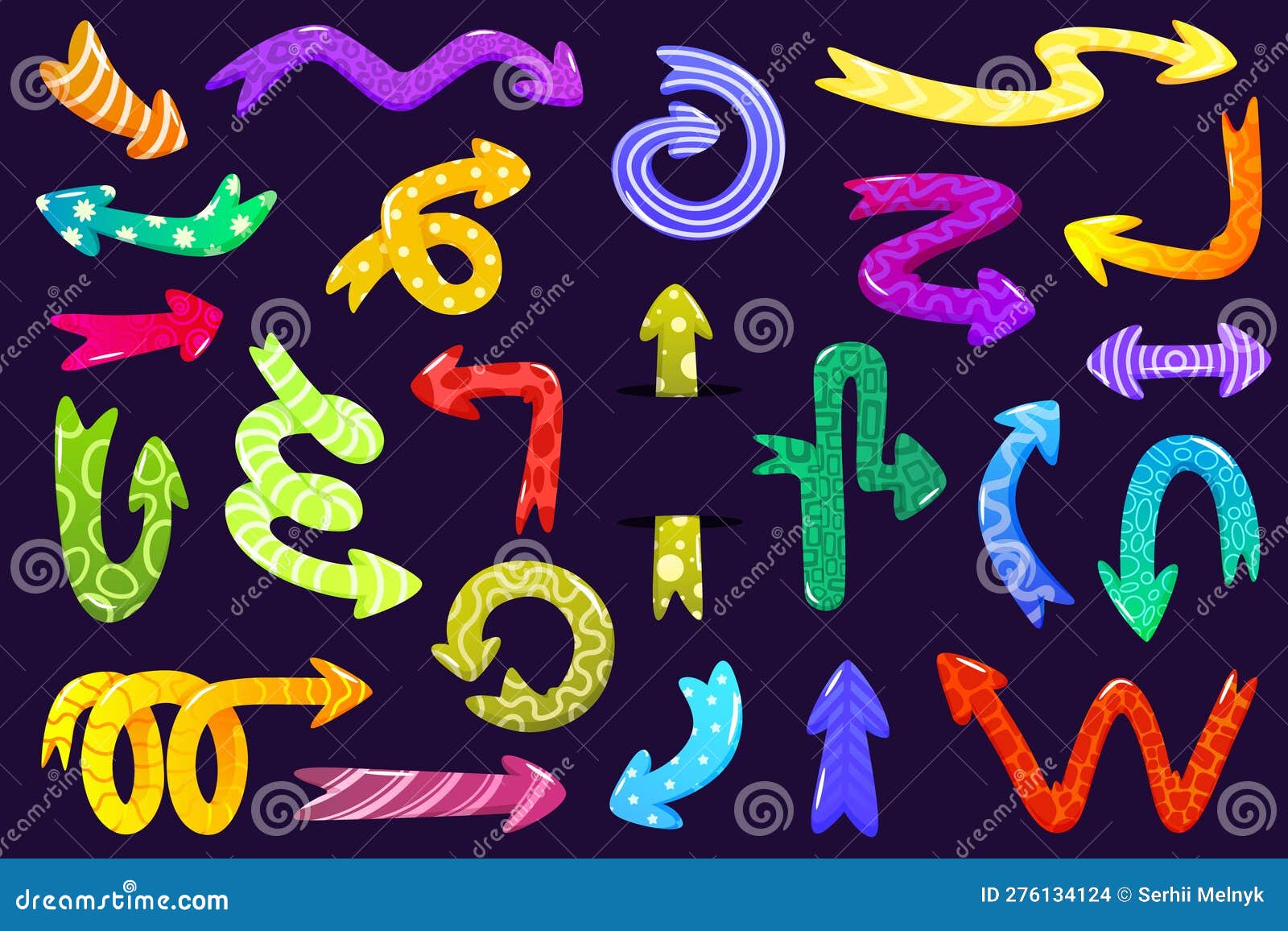 Set of quirky arrows stock vector. Illustration of graphic - 276134124