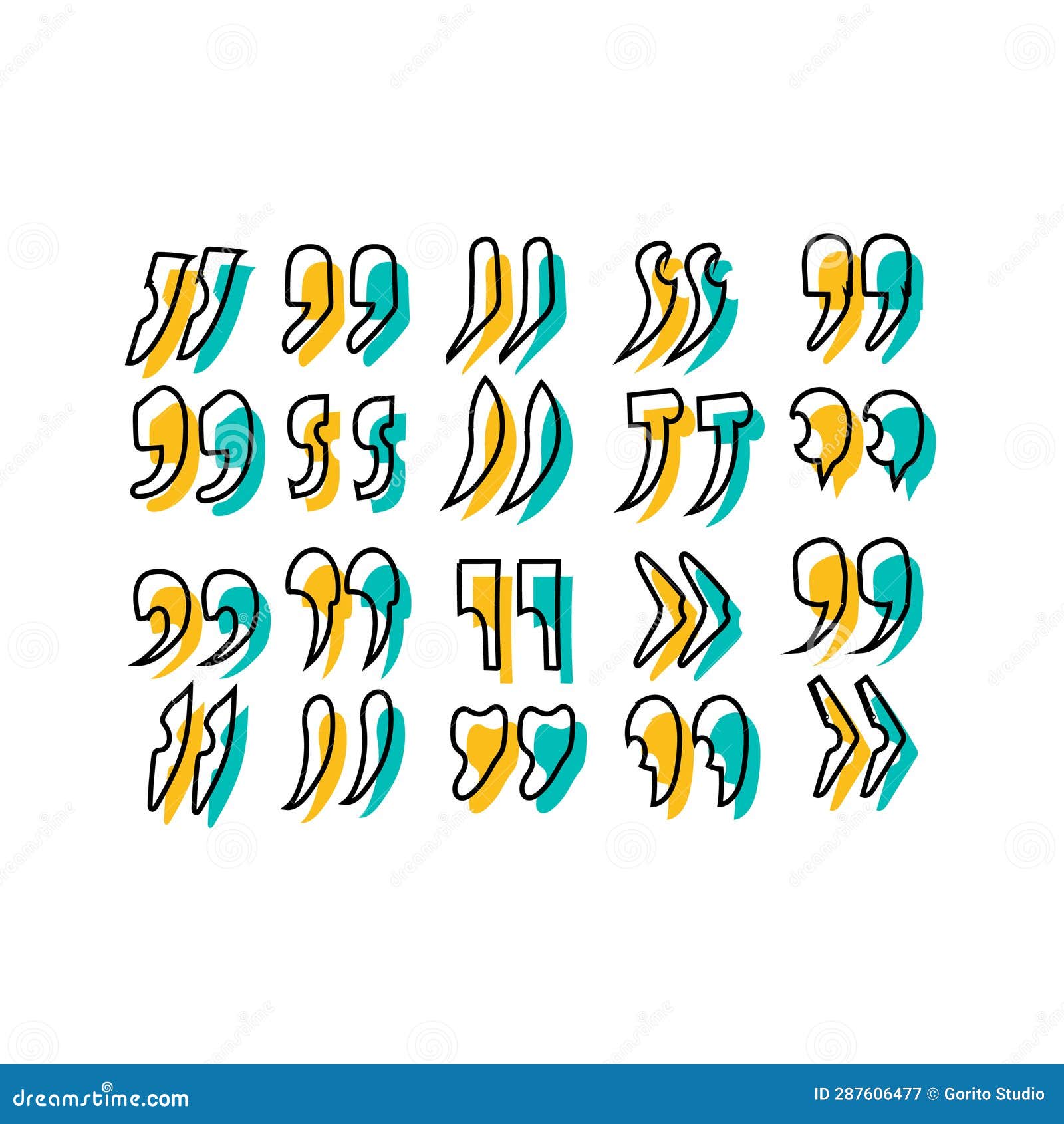 Set of Quotation Comma Sign Icons Stock Vector - Illustration of number ...