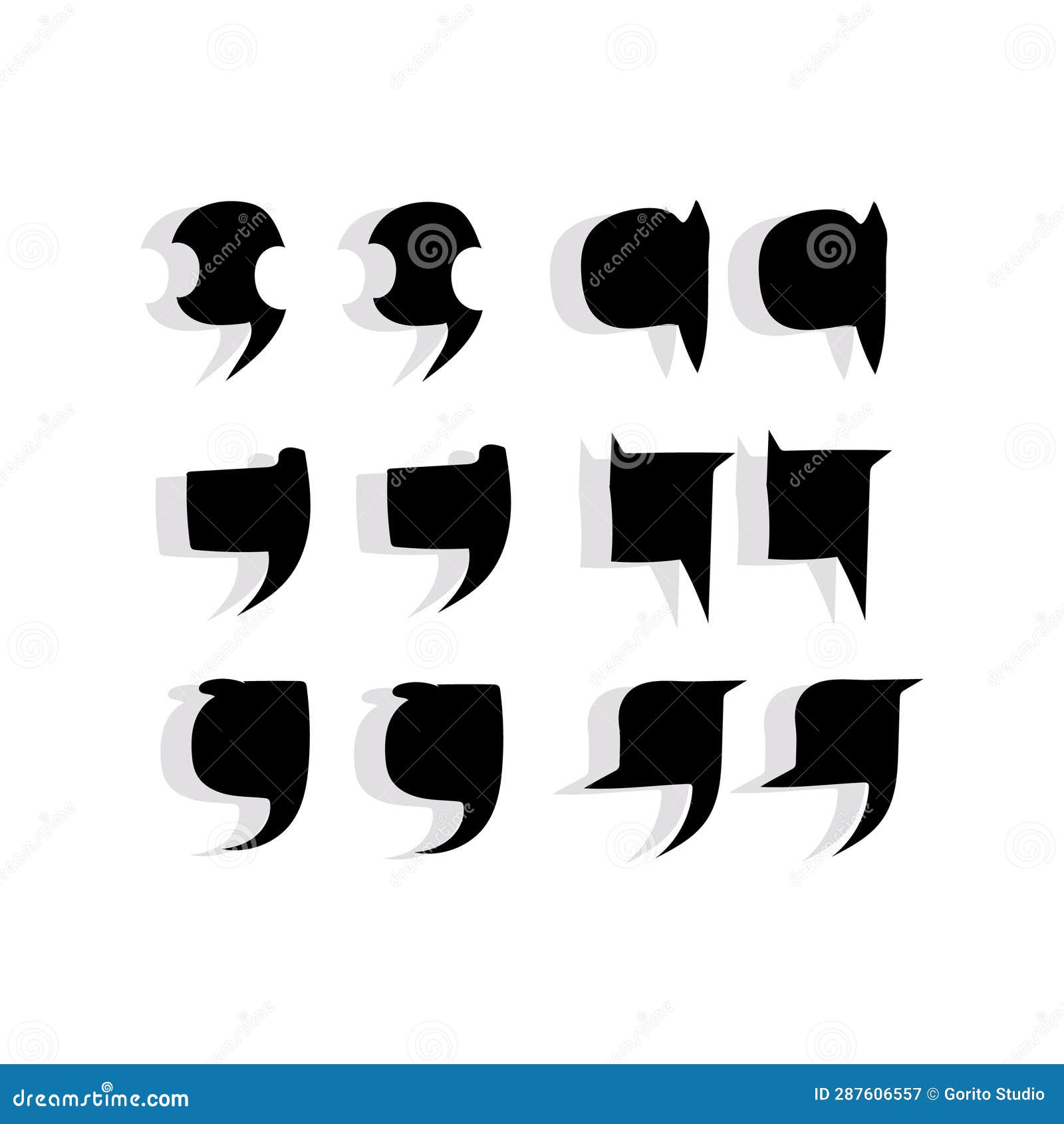 Set of Quotation Comma Sign Icons Stock Vector - Illustration of ...