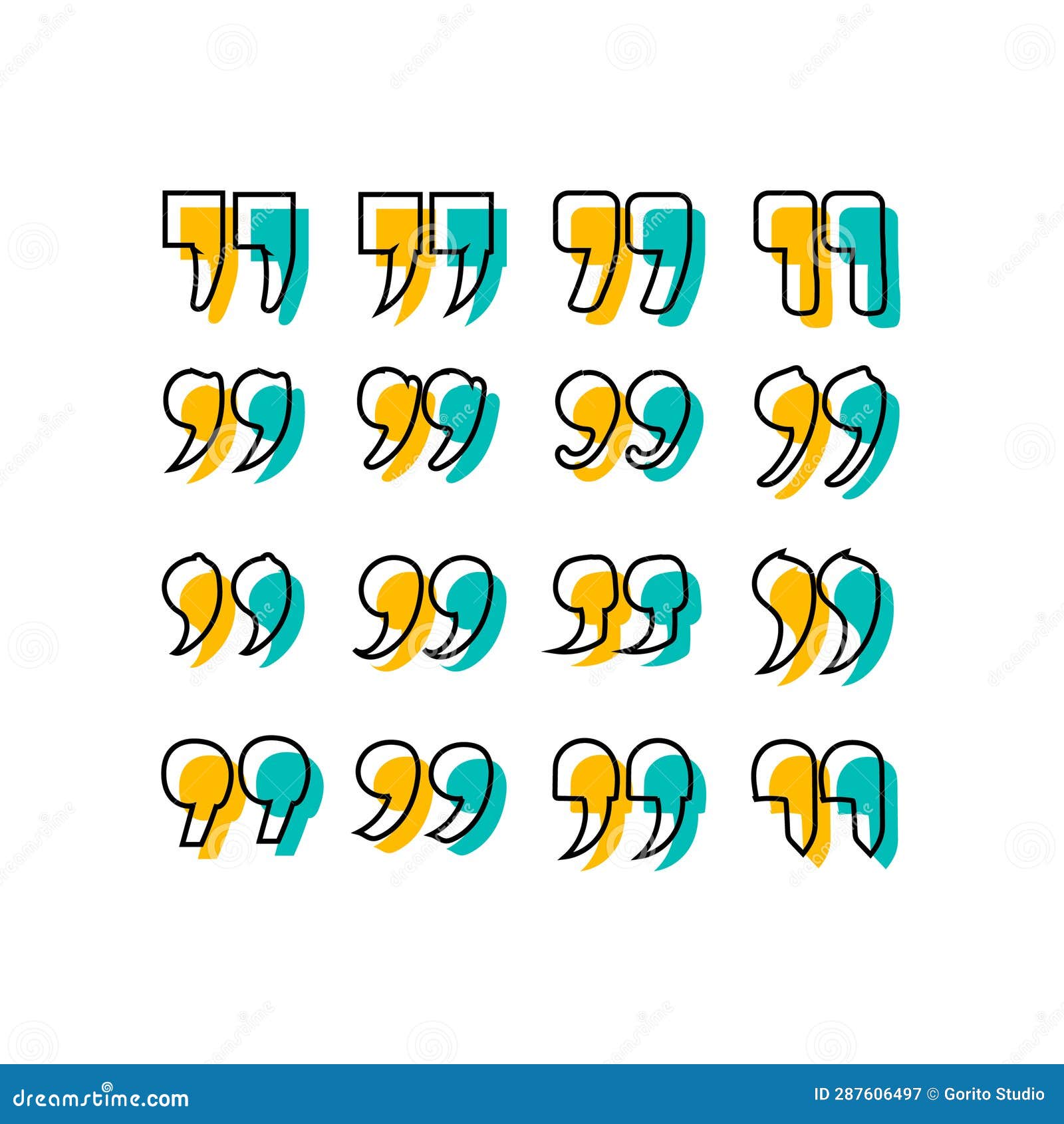 Set of Quotation Comma Sign Icons Stock Illustration - Illustration of ...