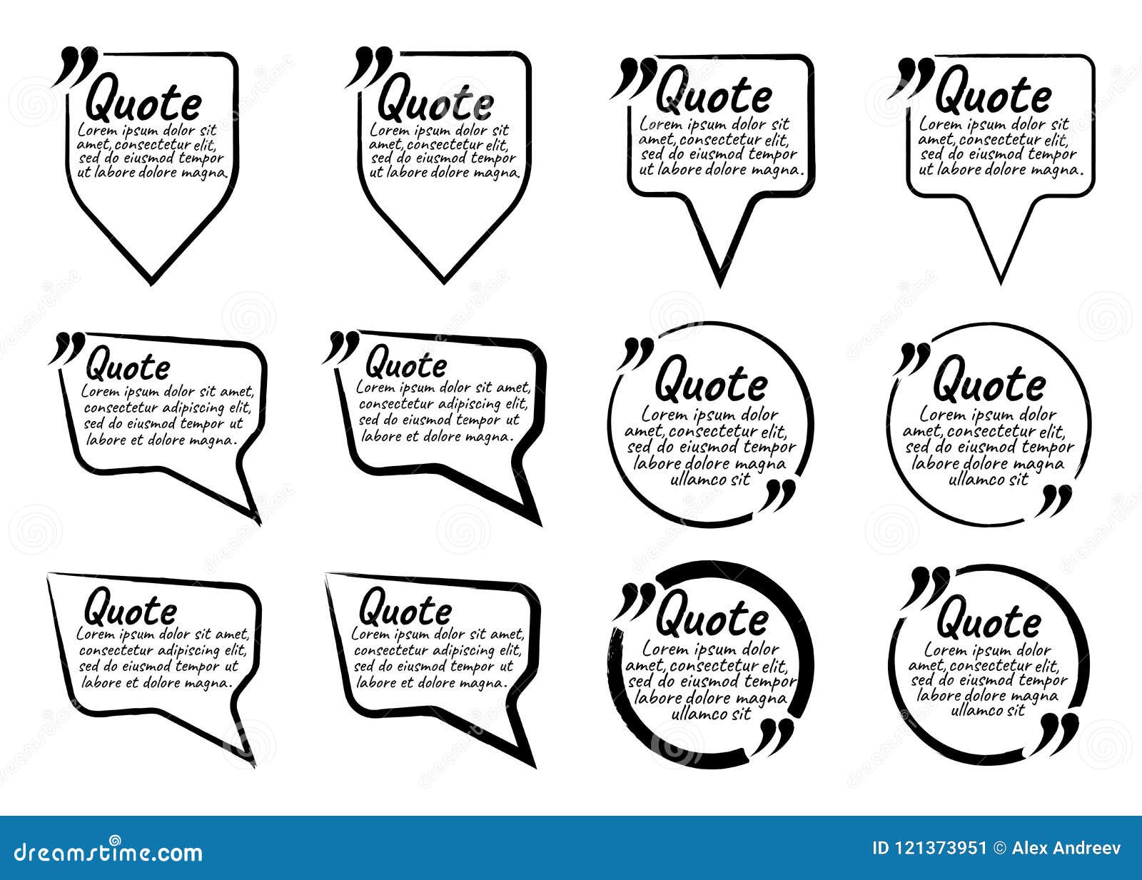 Set of Quote Blank with Text Icon and Label. Template for Note,message ...