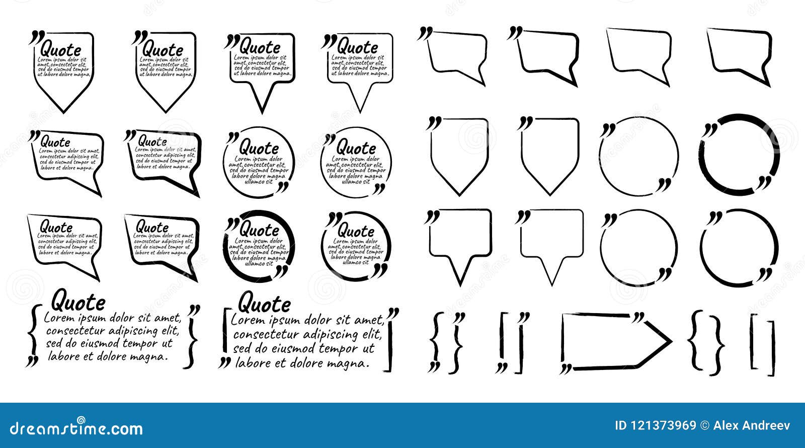 Set of Quote Blank with Text Icon and Label. Template for Note,message ...