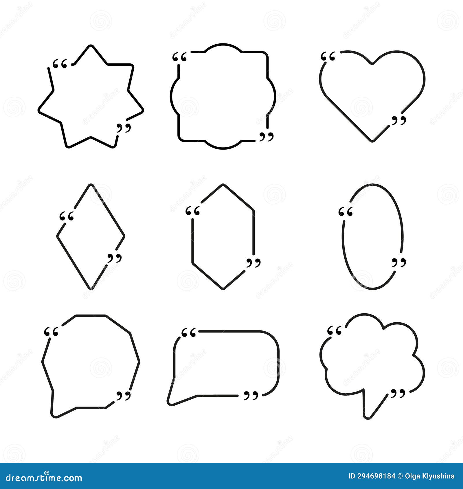 Set Quote Box Frame Isolated White Background. Bubble Quotation ...