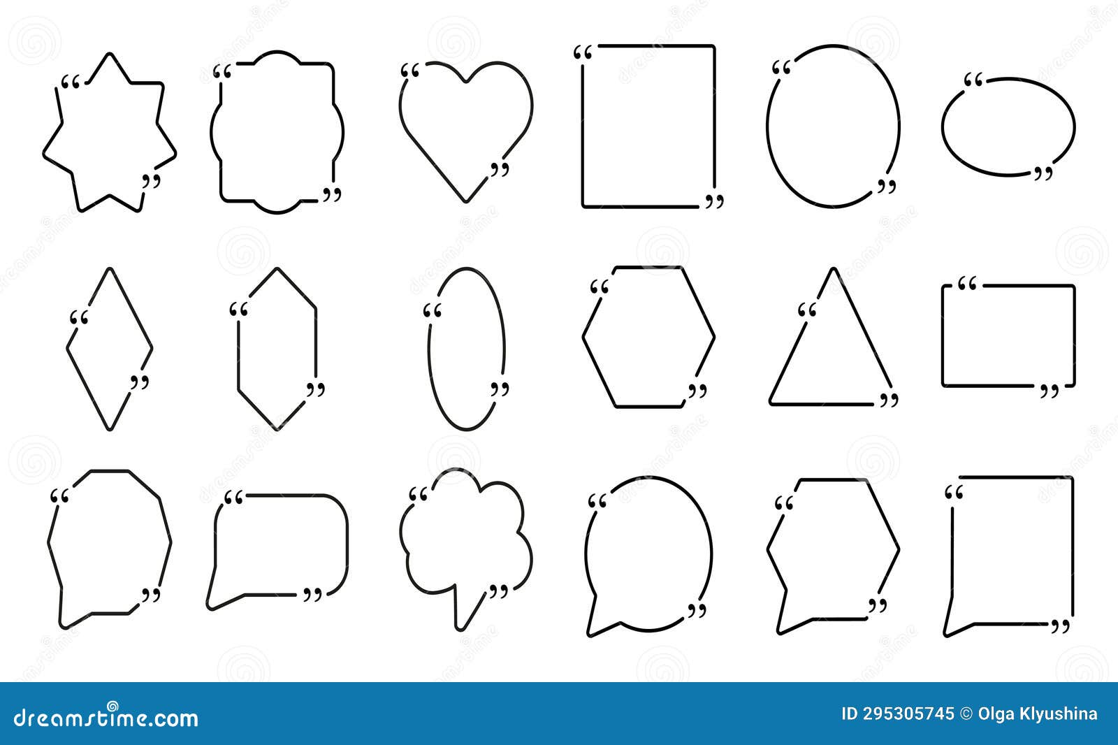 Set Quote Box Frame Isolated White Background. Bubble Quotation ...