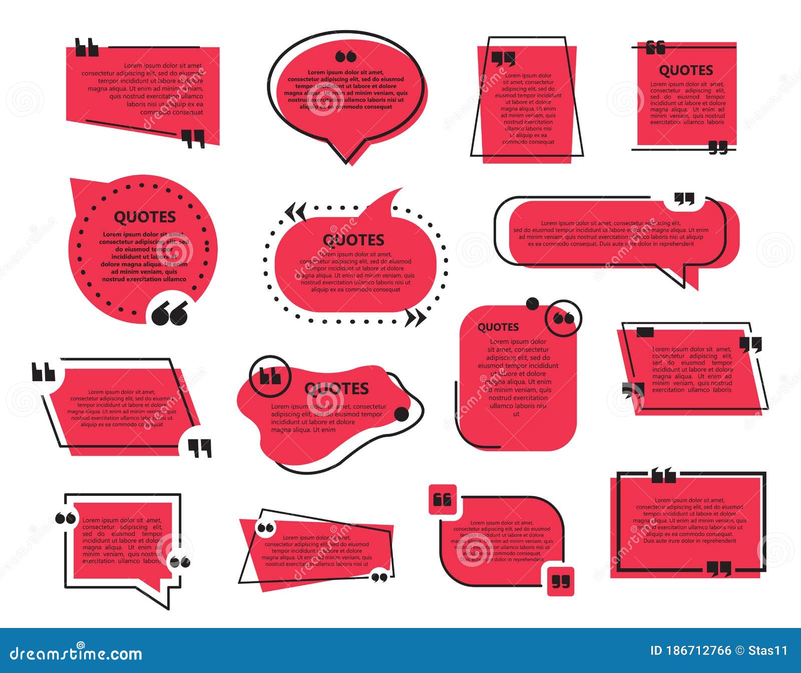 Set of Quote Bubbles Template in a Flat Design Stock Vector ...