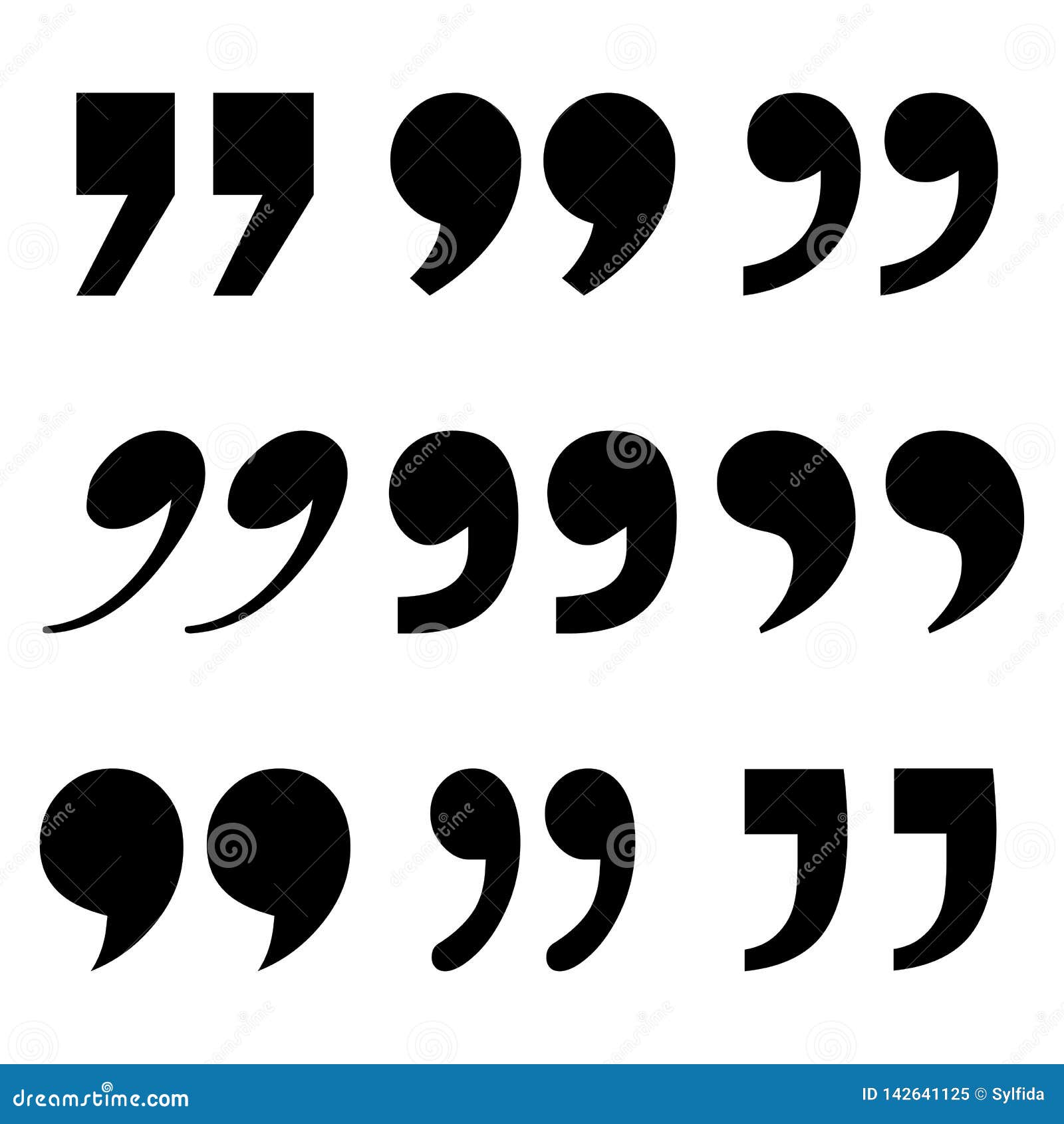 Quote Mark. Quotation Icon. Symbol Of Double Comma For Speech. Black ...