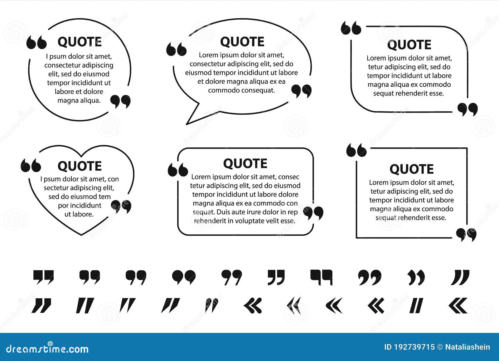 Set of Quote Text Boxes, Frames, Quotation Collection Stock Vector ...