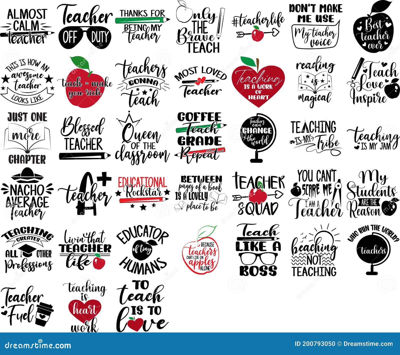 Set of Quotes about Teacher. Work Quotes Stock Vector - Illustration of ...