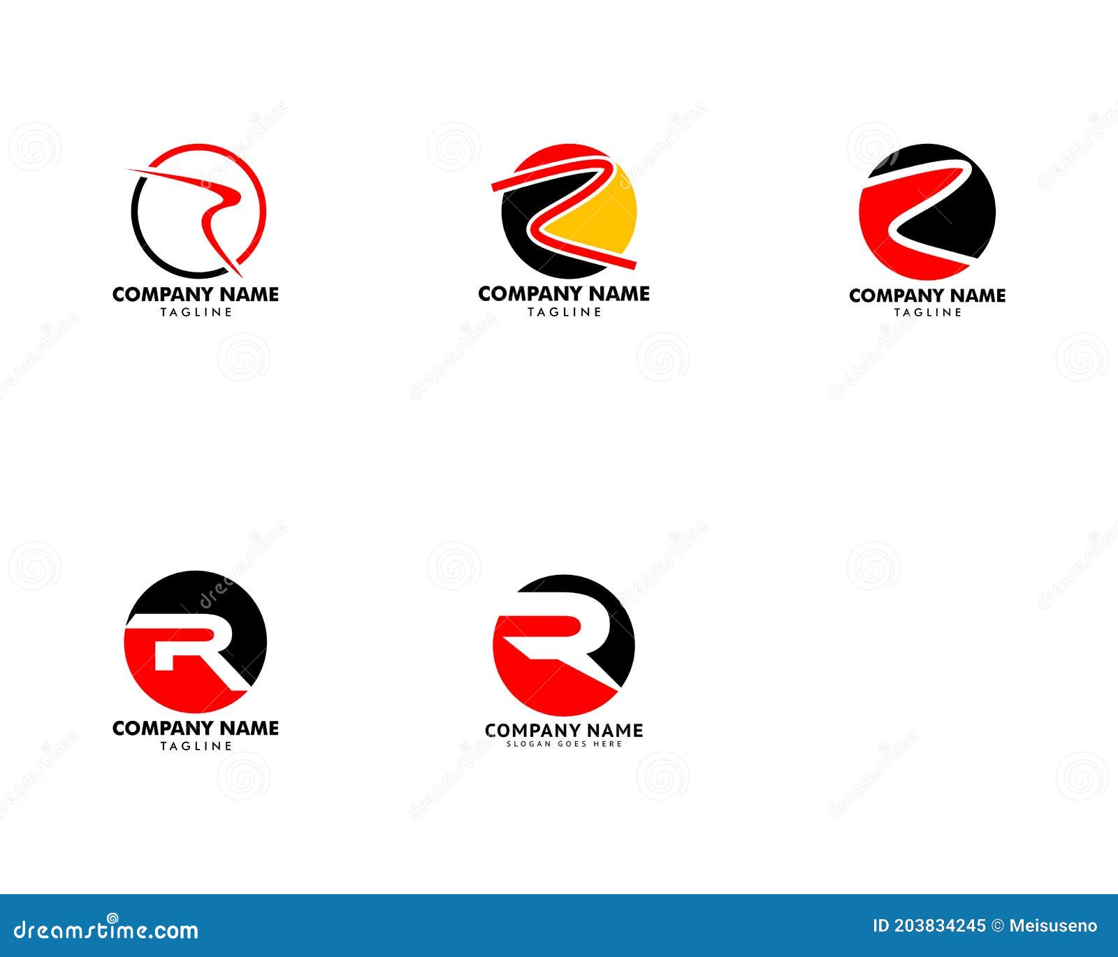 Set of R Letter Circle Vector Logo Stock Vector - Illustration of ...