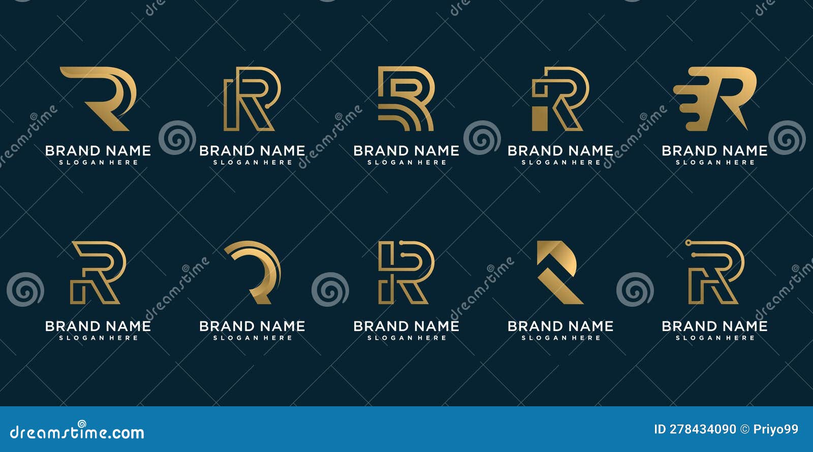 Set of R Logo Collection for Business Premium Vector Stock Vector ...