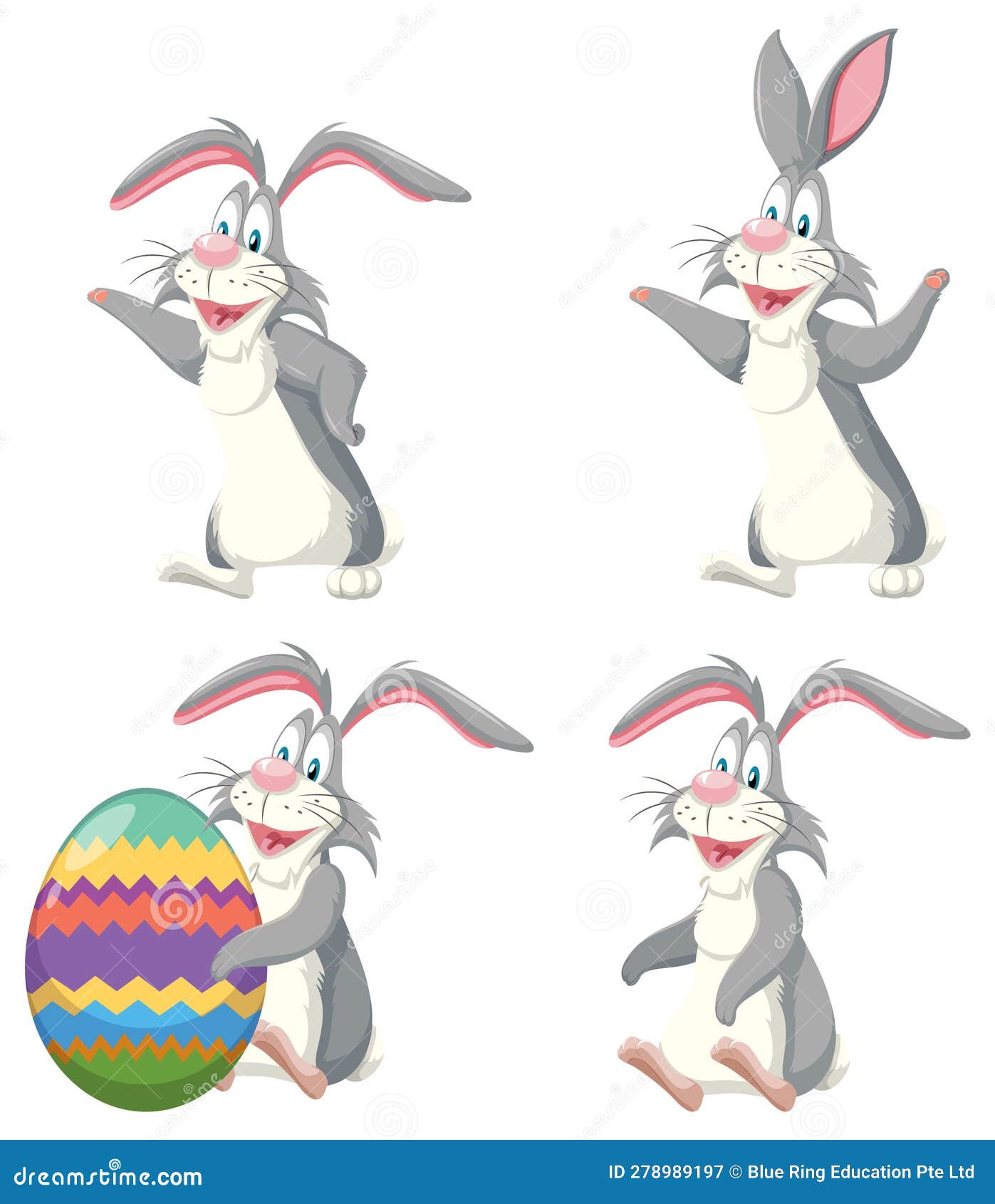 Set of Rabbit Cartoon in Different Pose Stock Vector - Illustration of ...