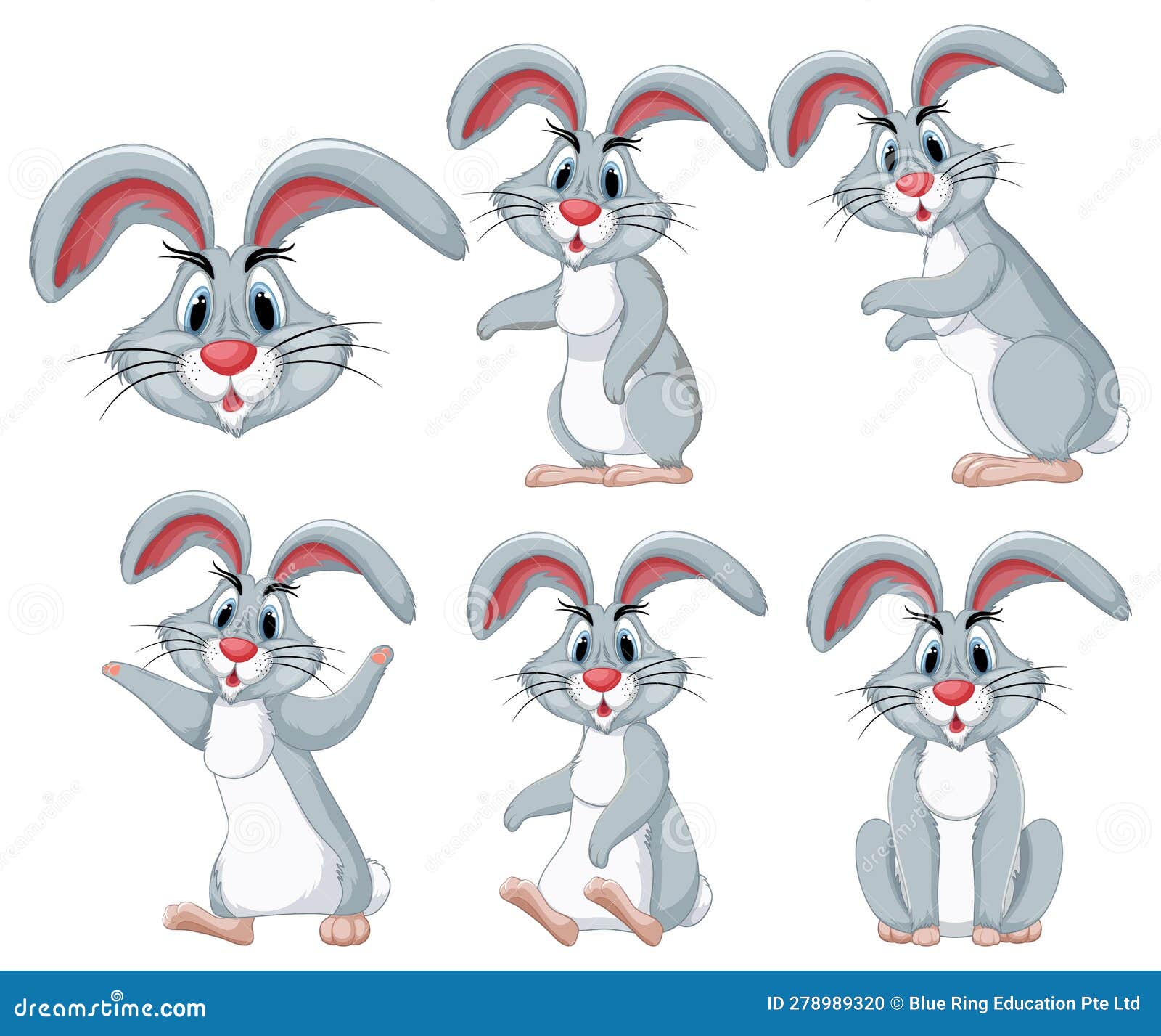 Set of Rabbit Cartoon in Different Pose Stock Vector - Illustration of ...