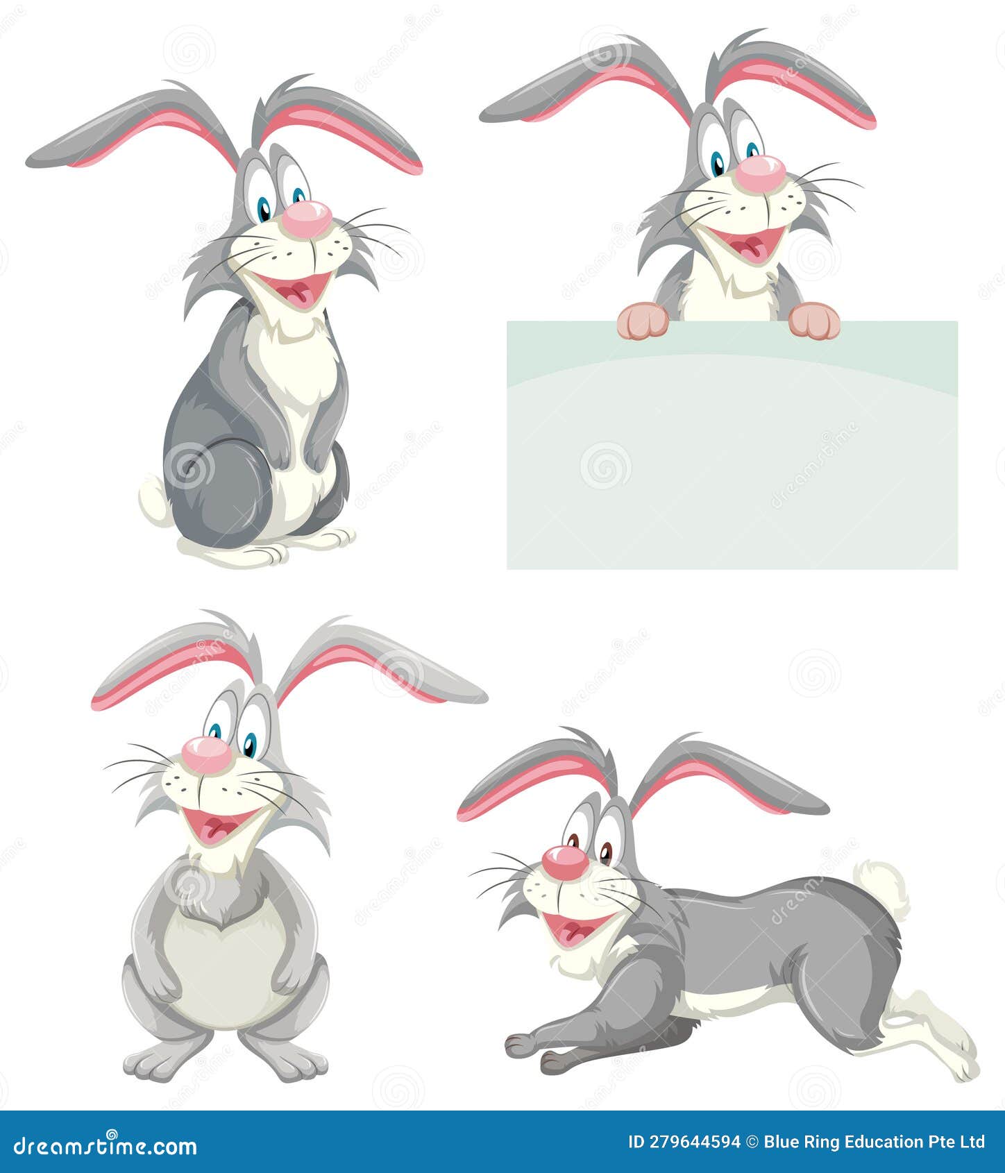 Set of Rabbit Cartoon in Different Pose Stock Vector - Illustration of ...
