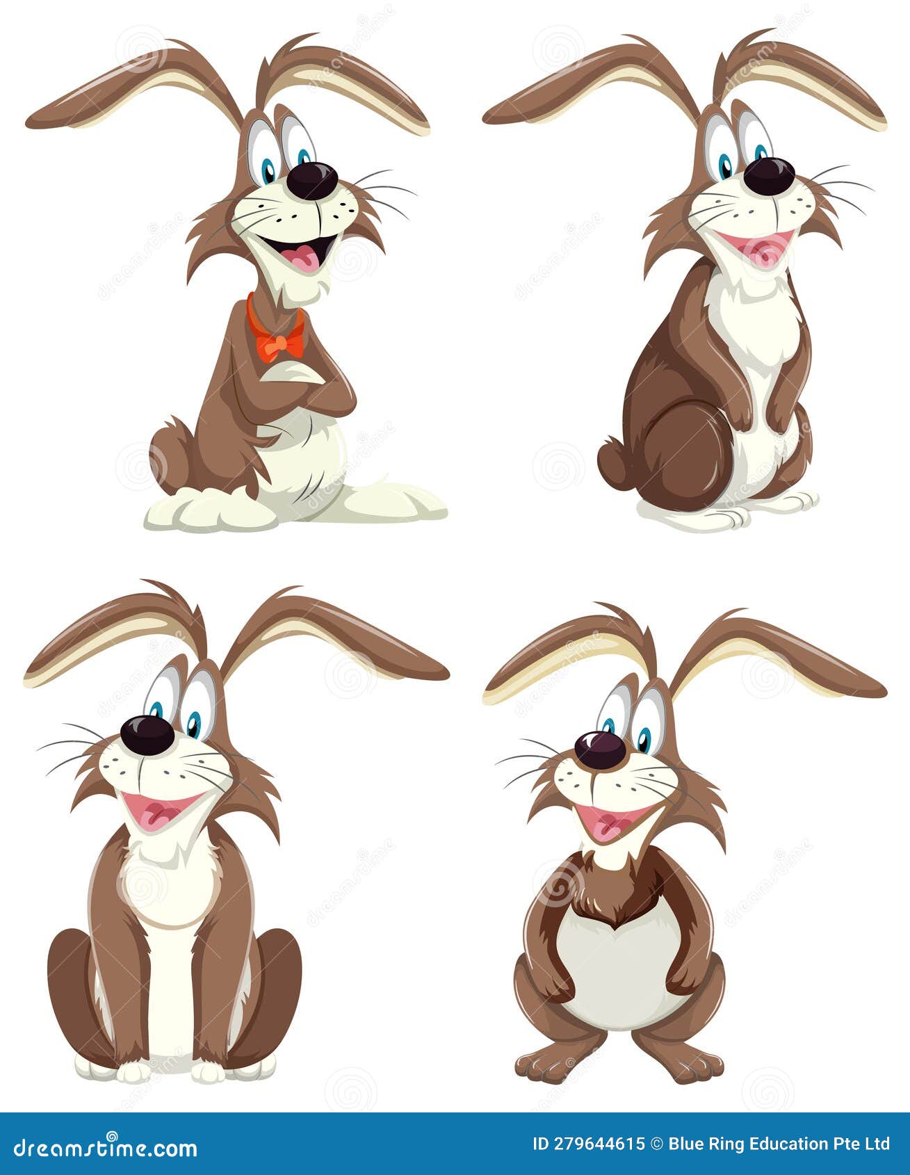 Set of Rabbit Cartoon in Different Pose Stock Vector - Illustration of ...