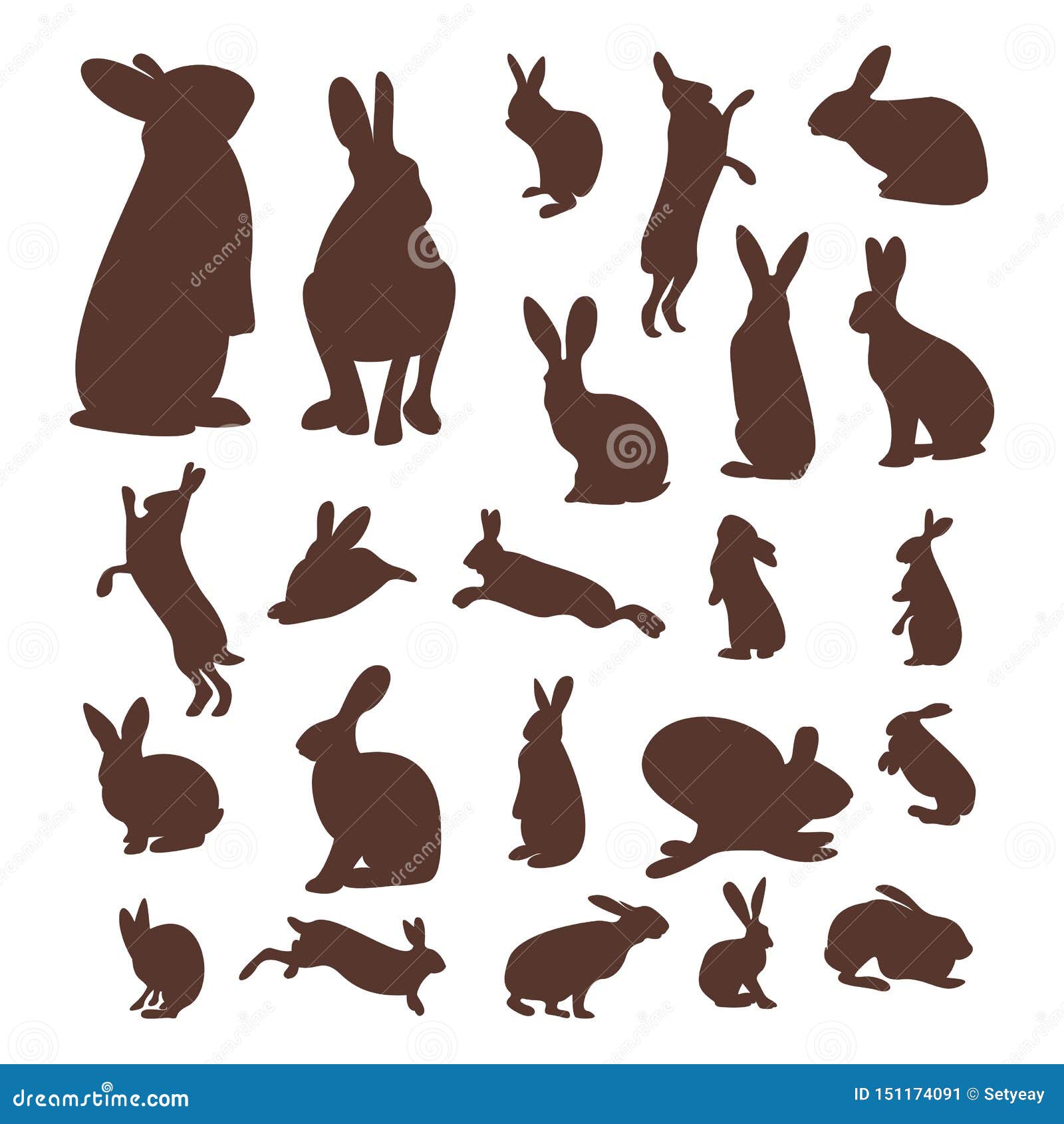 Set of Rabbit Design Vector. Silhouette of Rabbit Stock Vector ...
