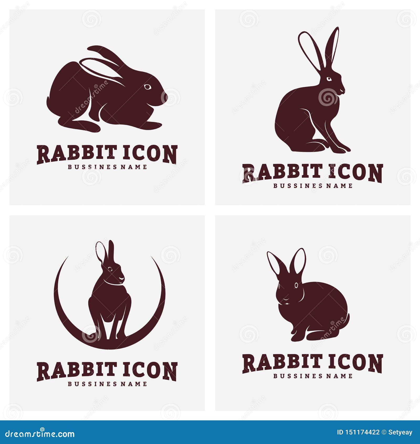 Set of Rabbit Design Vector. Silhouette of Rabbit Stock Vector ...