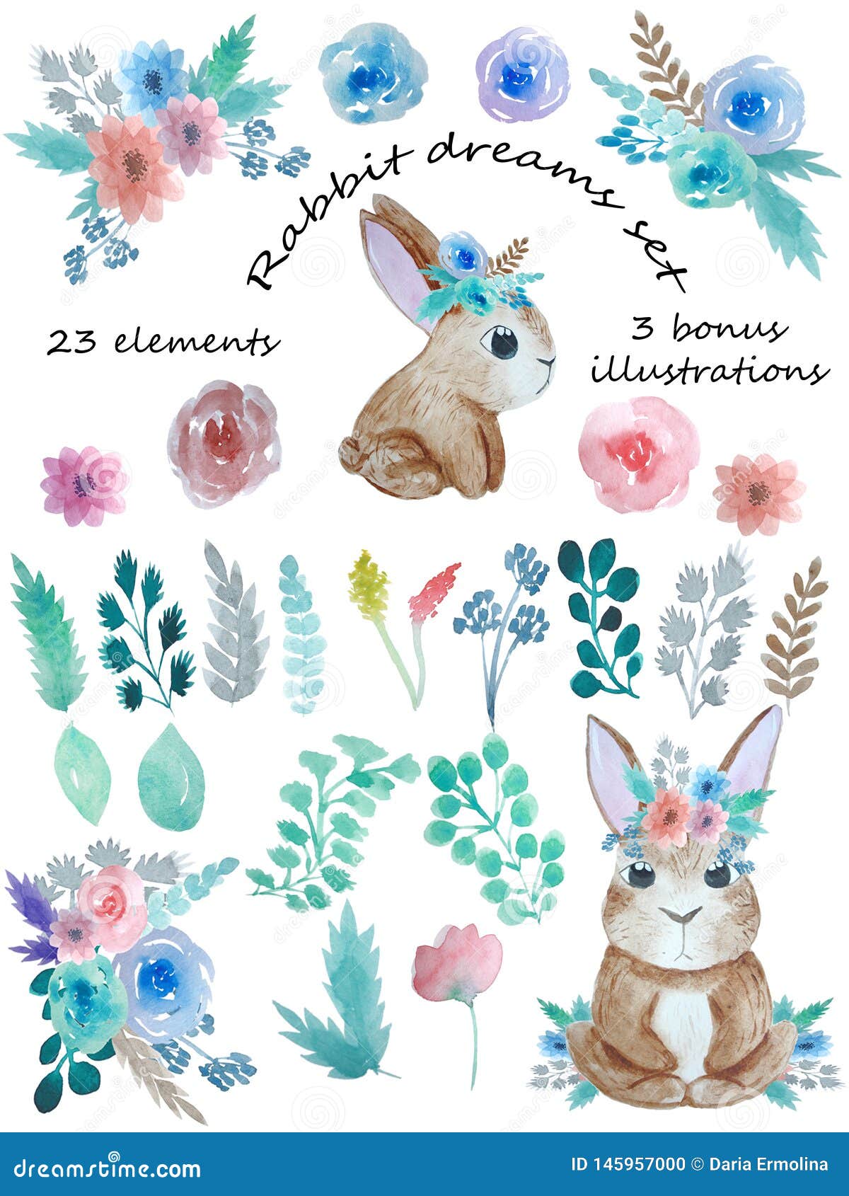A set of rabbit dream stock illustration. Illustration of cute - 145957000