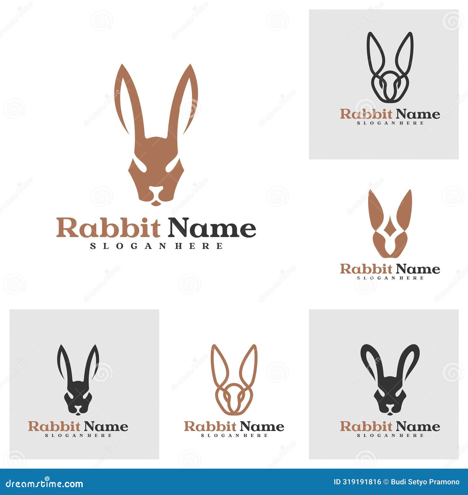 Set of Rabbit Logo Vector Template, Creative Rabbit Head Logo Design ...