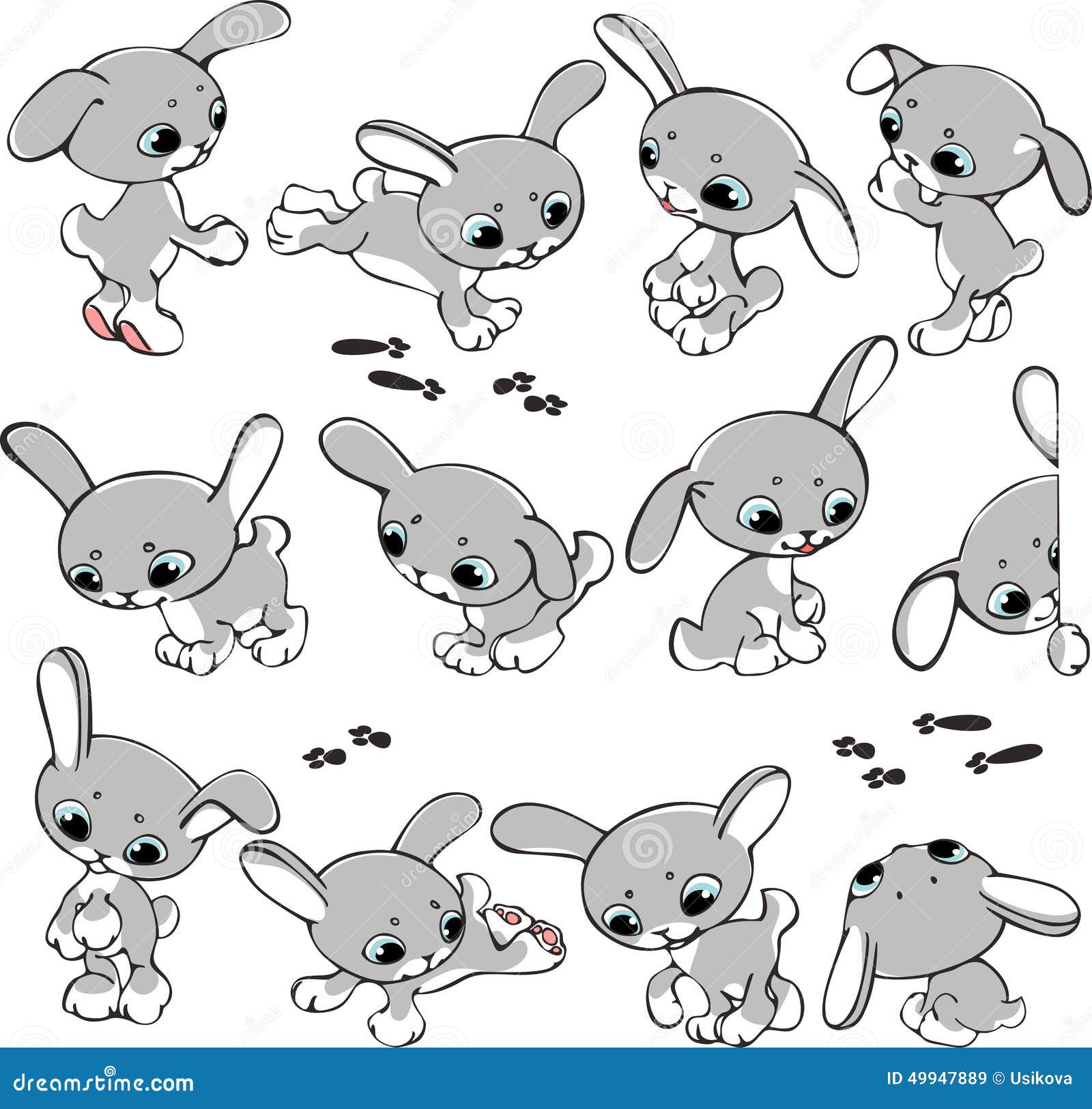 Set Of Rabbits Cartoon Vector | CartoonDealer.com #49947889