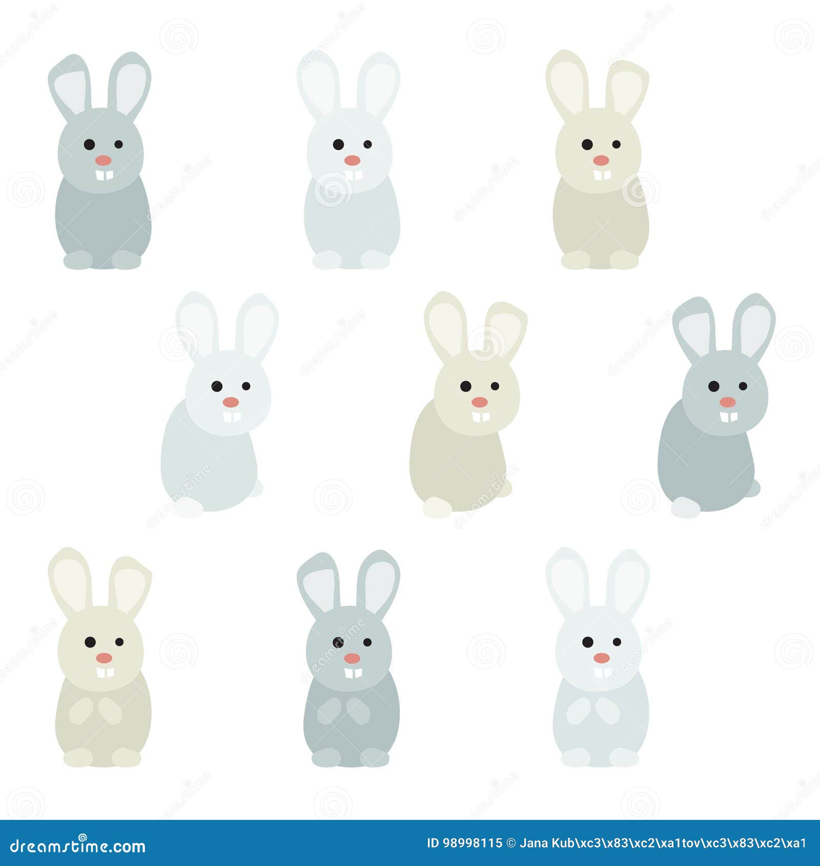 Set Of Rabbits Cartoon Vector | CartoonDealer.com #98998115