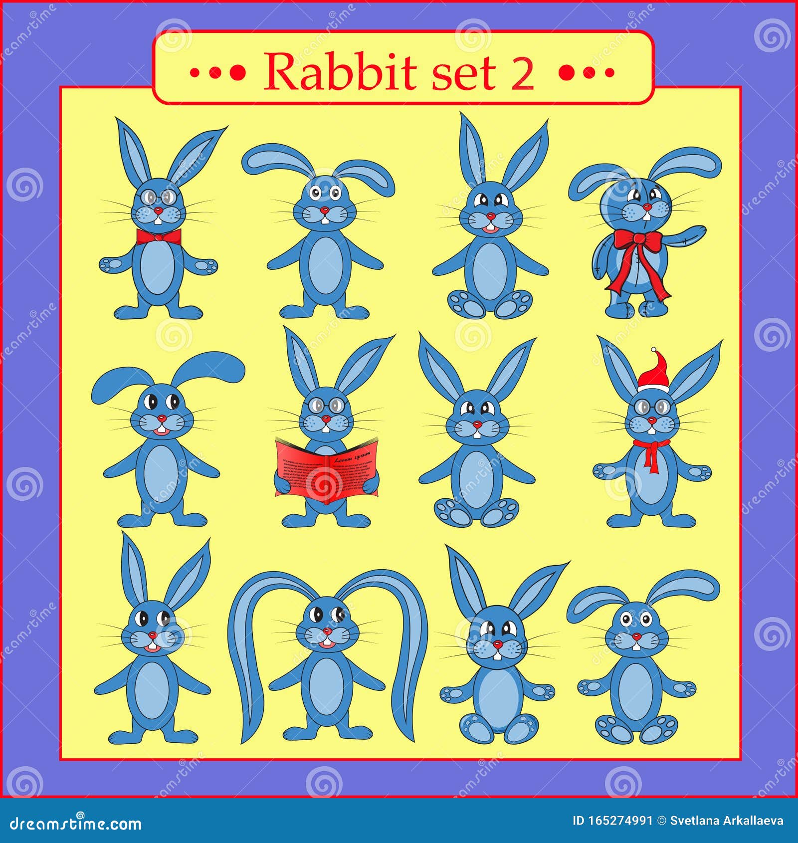 Set of rabbits in vector stock illustration. Illustration of icon ...