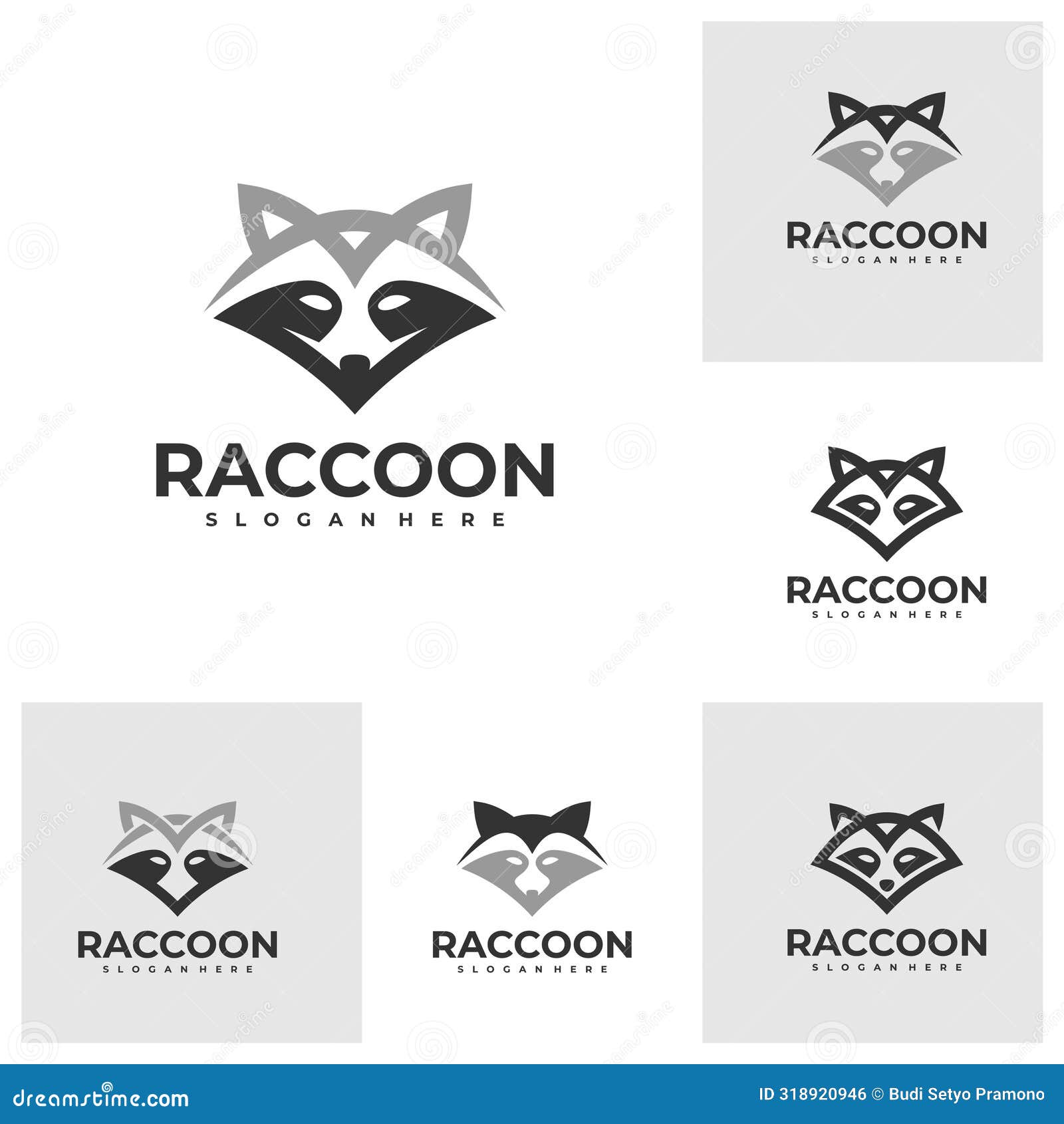 Set of Raccoon Logo Vector Template, Creative Raccoon Head Logo Design ...