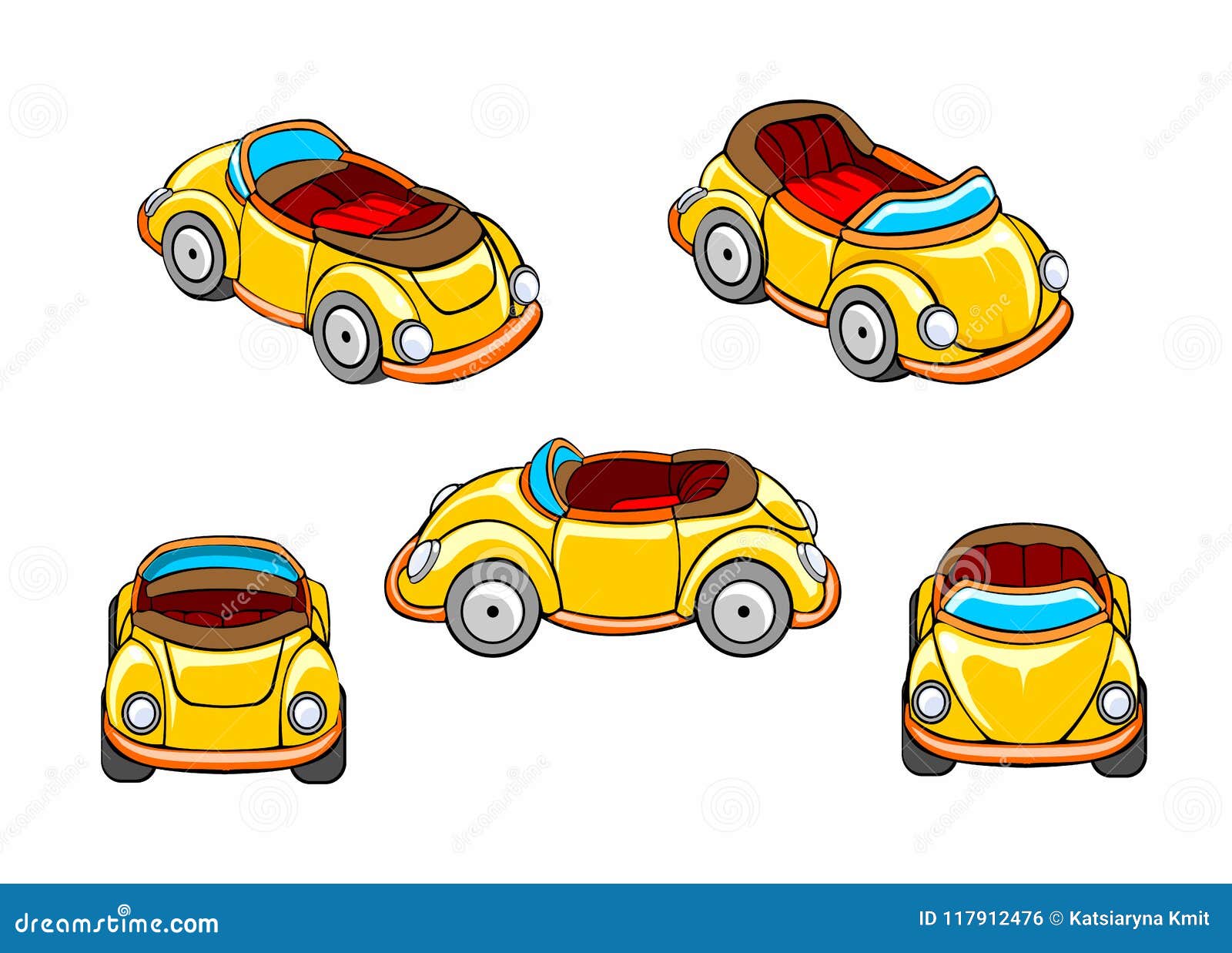 Set Of Racing Car Of Various Angles Cartoon Illustration Stock Vector Illustration Of Ride