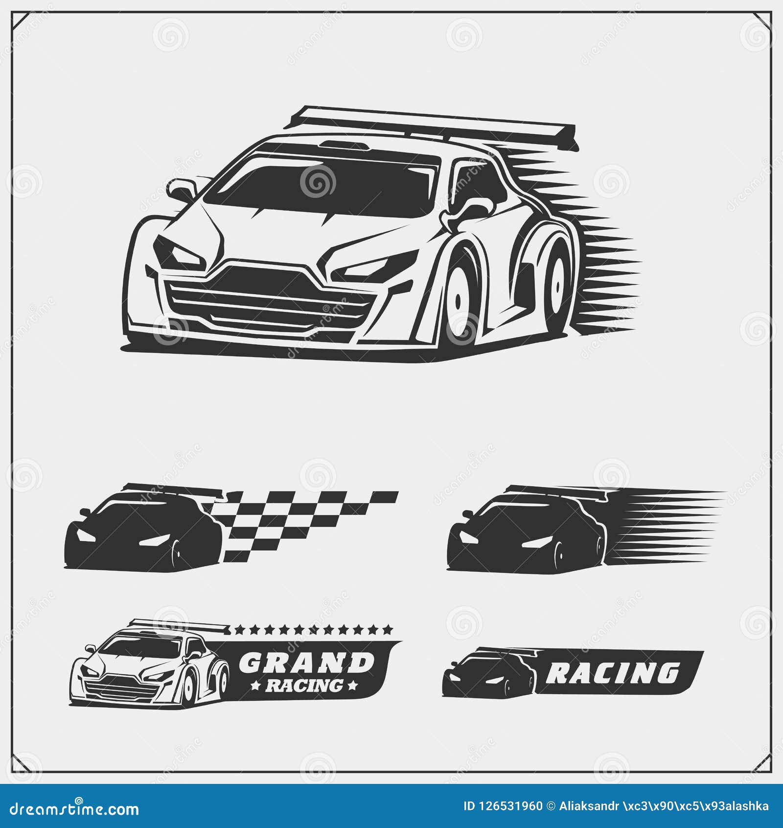 Set of Racing Club Emblems, Labels and Design Elements. Speeding Racing ...