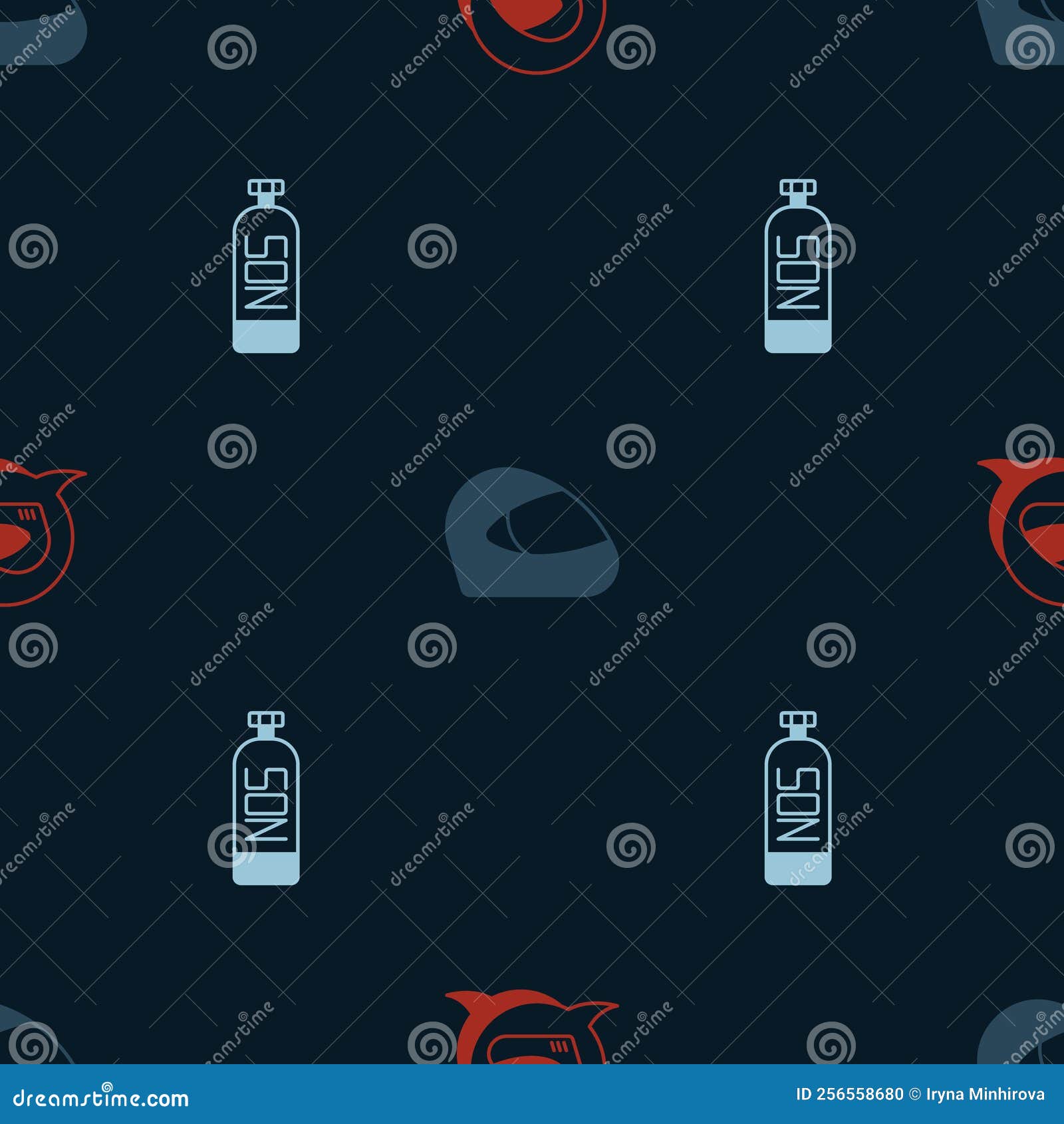 Set Racing Helmet, and Nitrous Oxide on Seamless Pattern. Vector Stock ...