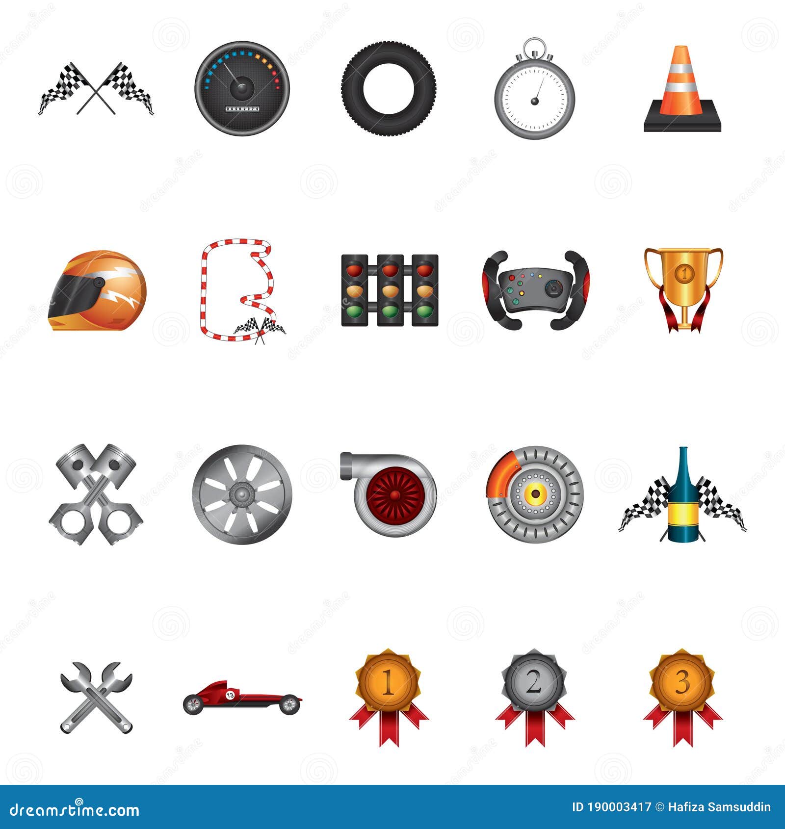 Set of Racing Items. Vector Illustration Decorative Design Stock Vector ...