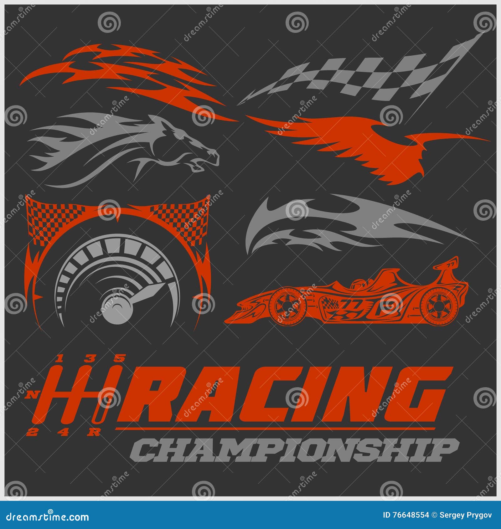 Set of Racing Stickers. Monochrome Vector Illustrations. Stock Vector ...