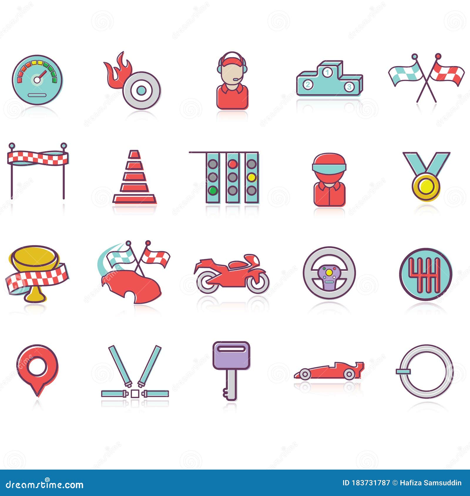 A Set of Racing Themed Icons Illustration. Stock Illustration ...