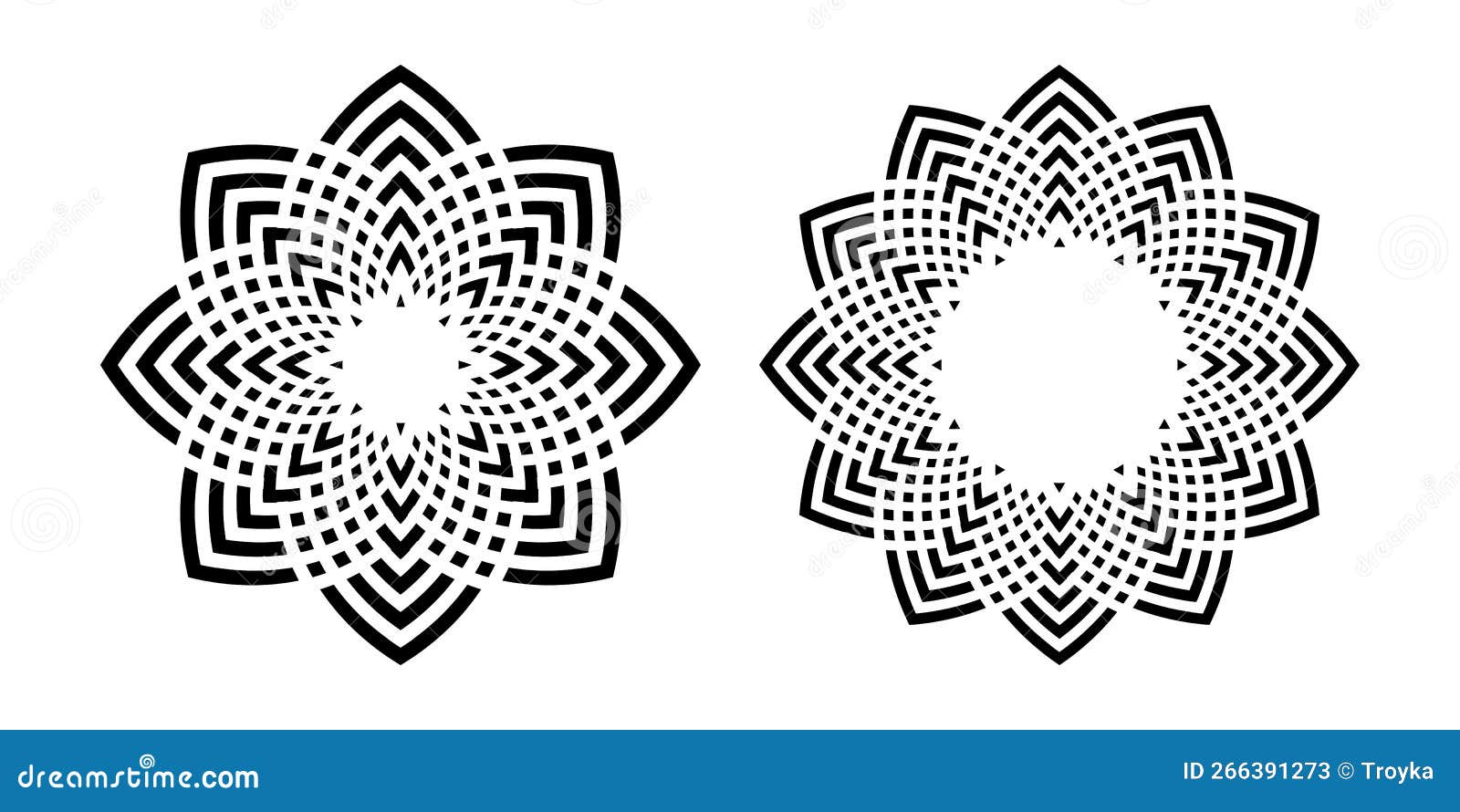 Set of Radial Circle Patterns. Decorative Geometric Design Elements ...