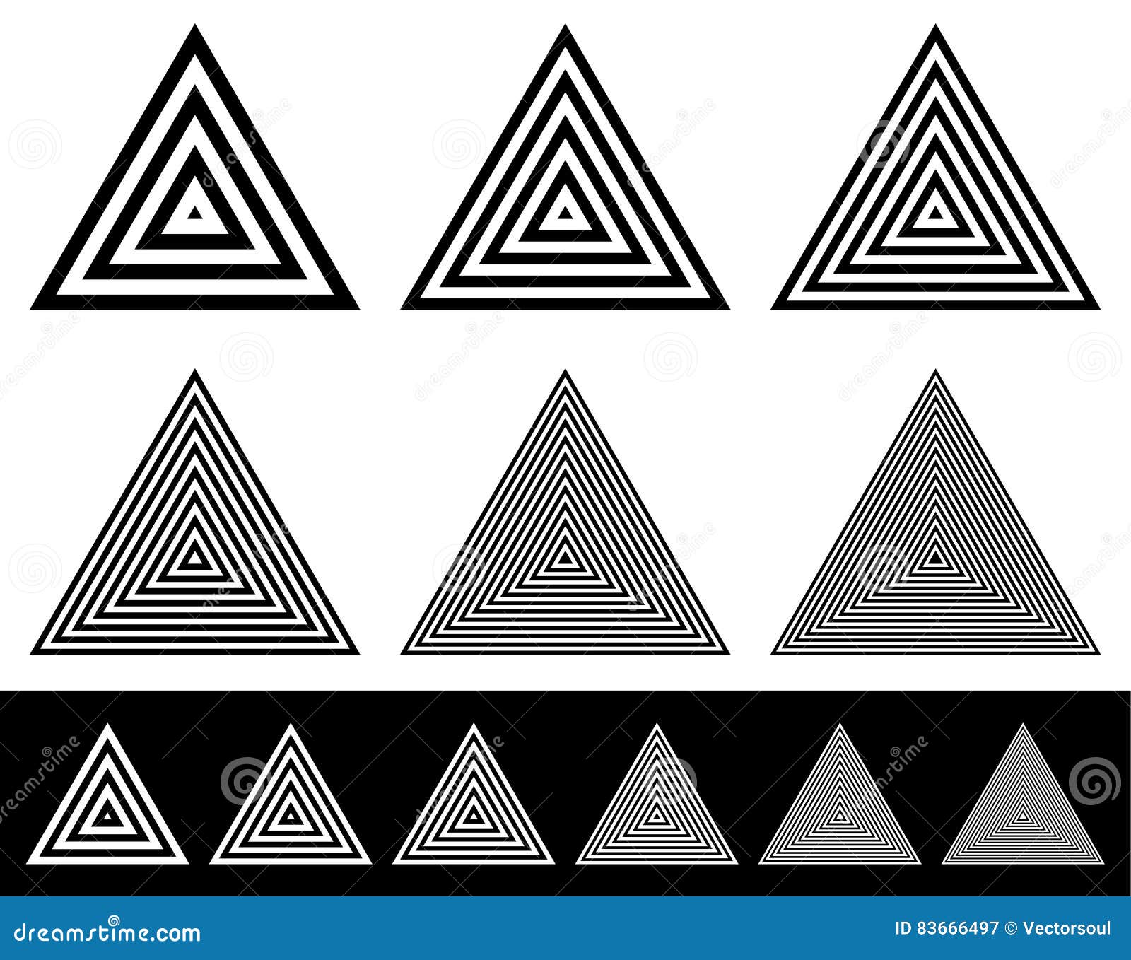 Set of Radiating Triangle Shapes. Sparse and Dense Versions with Stock ...