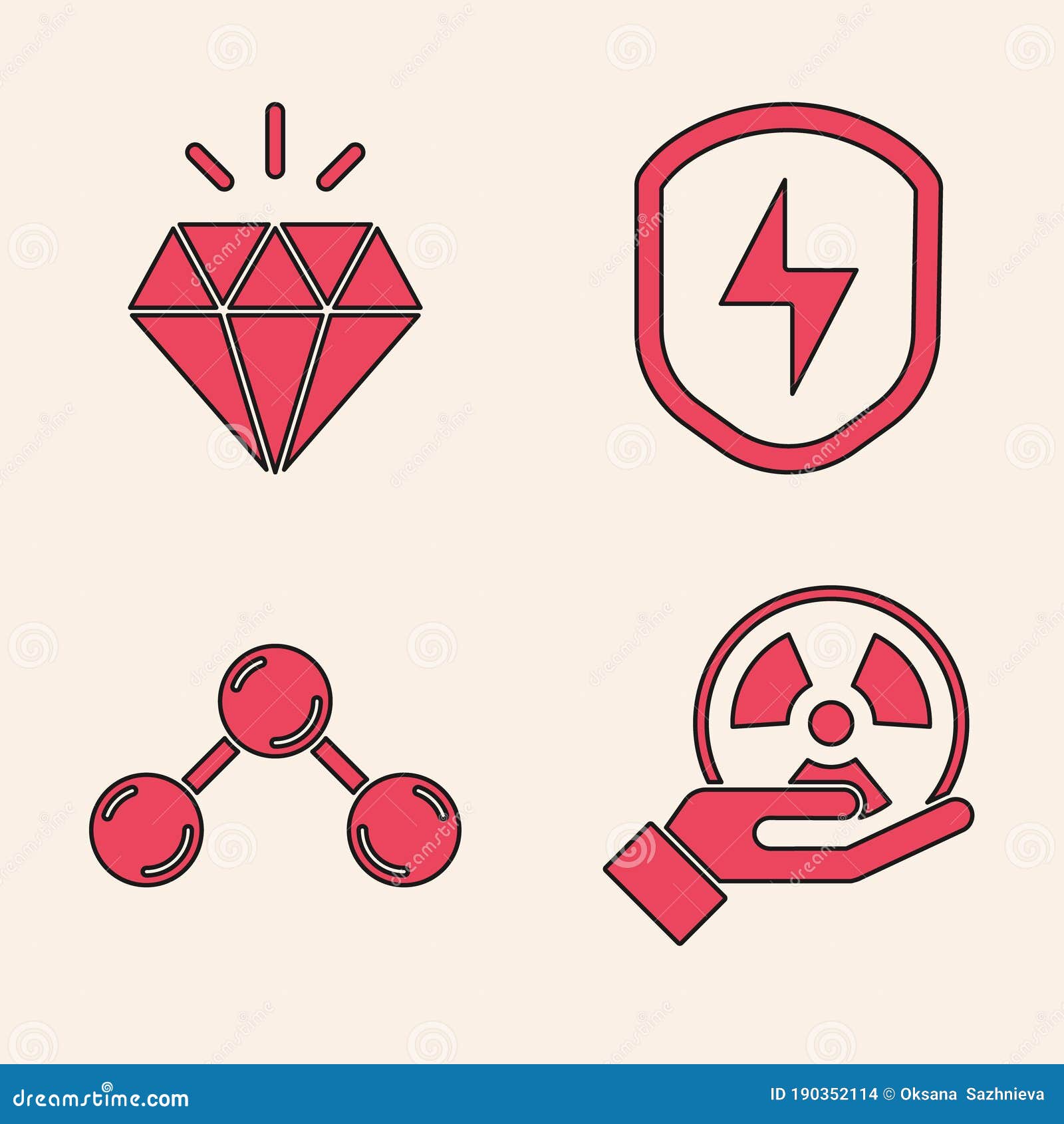 Set Radioactive, Diamond, Secure Shield with Lightning and Molecule ...