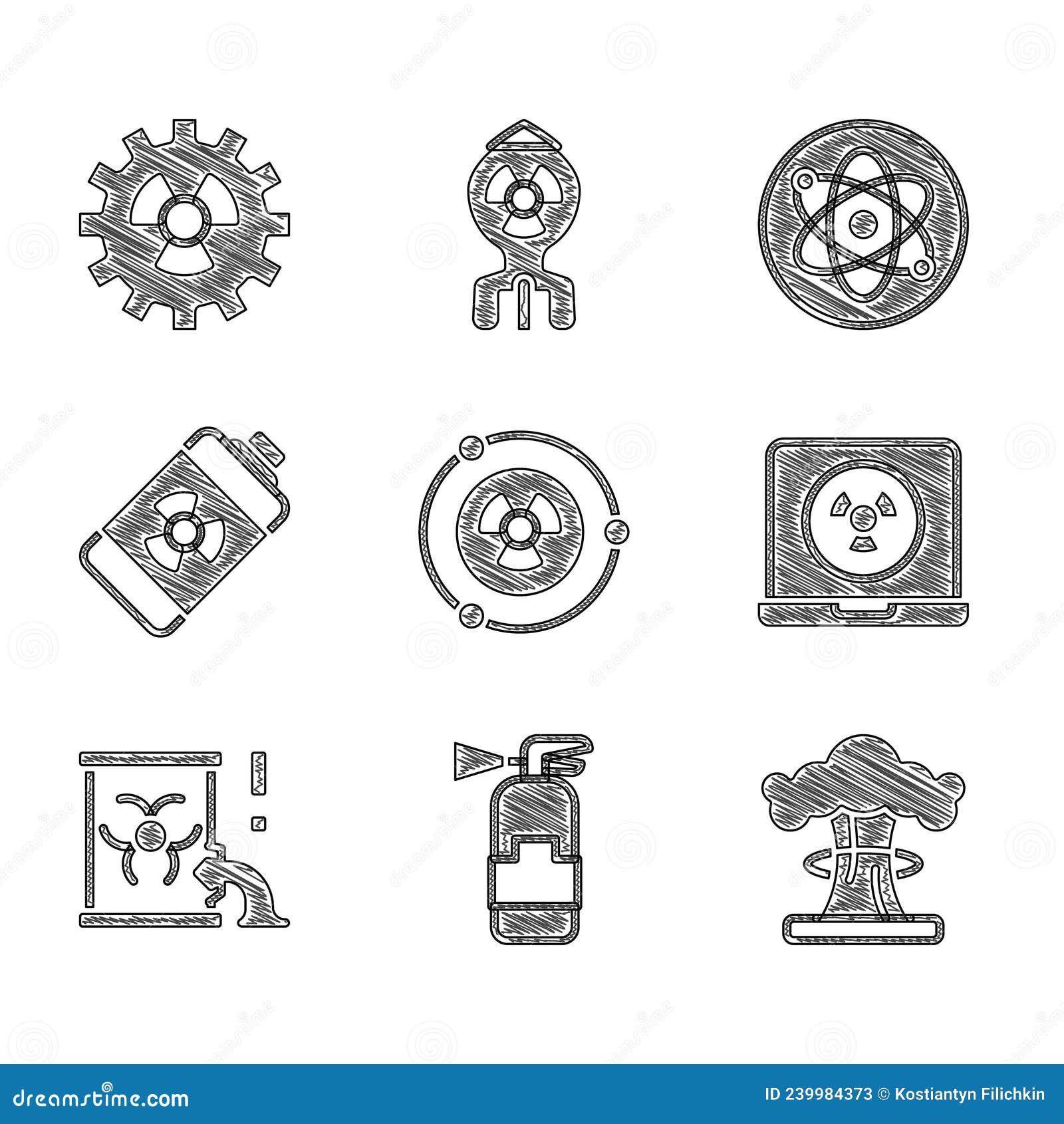 Set Radioactive, Fire Extinguisher, Nuclear Explosion, Laptop, Waste ...