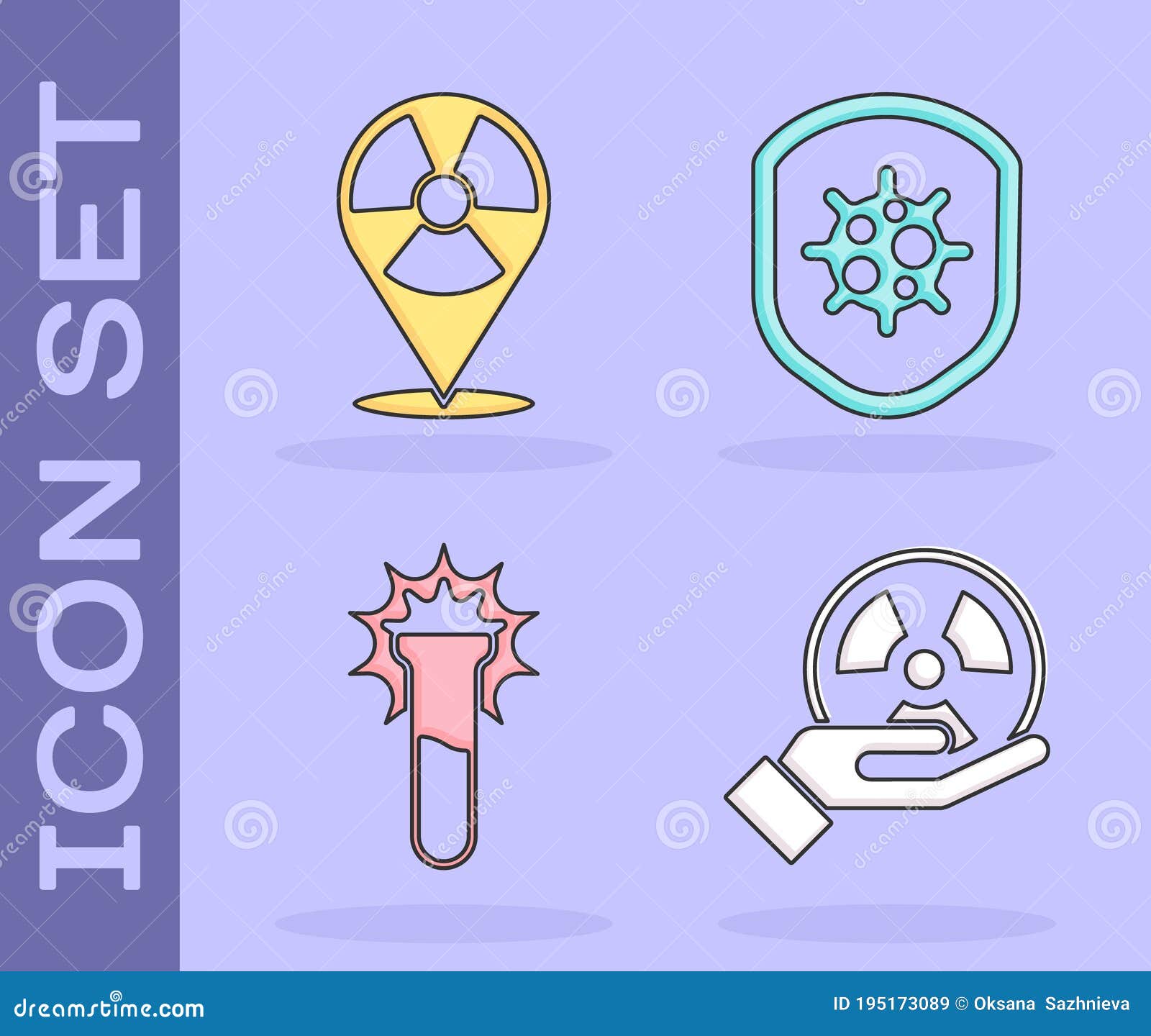 Set Radioactive, Radioactive in Location, Test Tube and Flask and ...