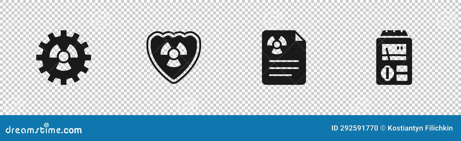 Set Radioactive, in Shield, Radiation Warning Document and Dosimeter ...