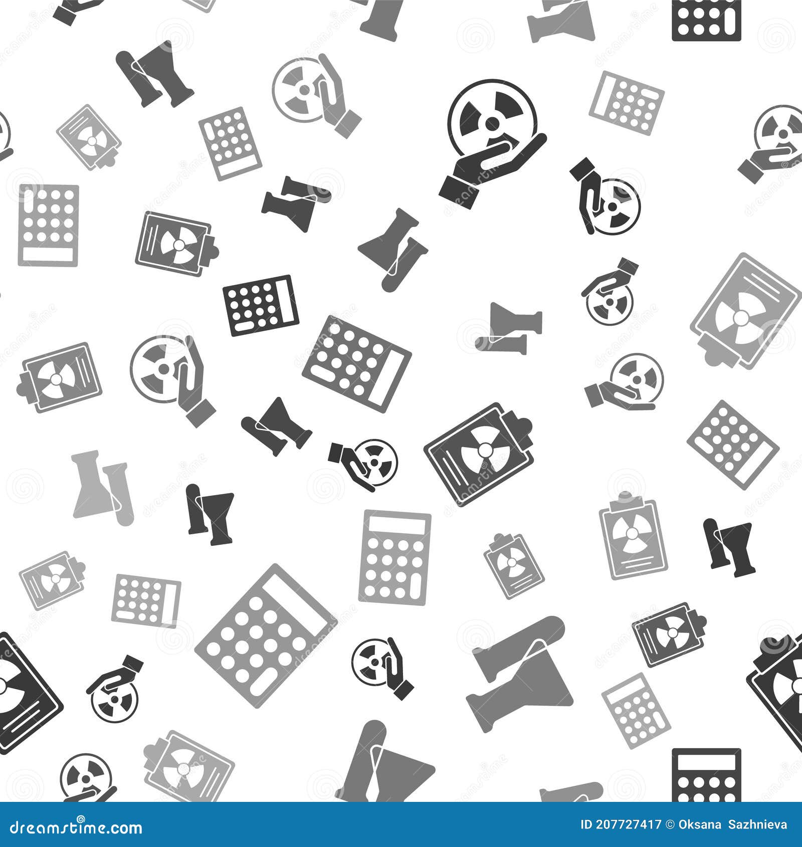 Set Radioactive, Test Tube and Flask, Radiation Warning Document and ...