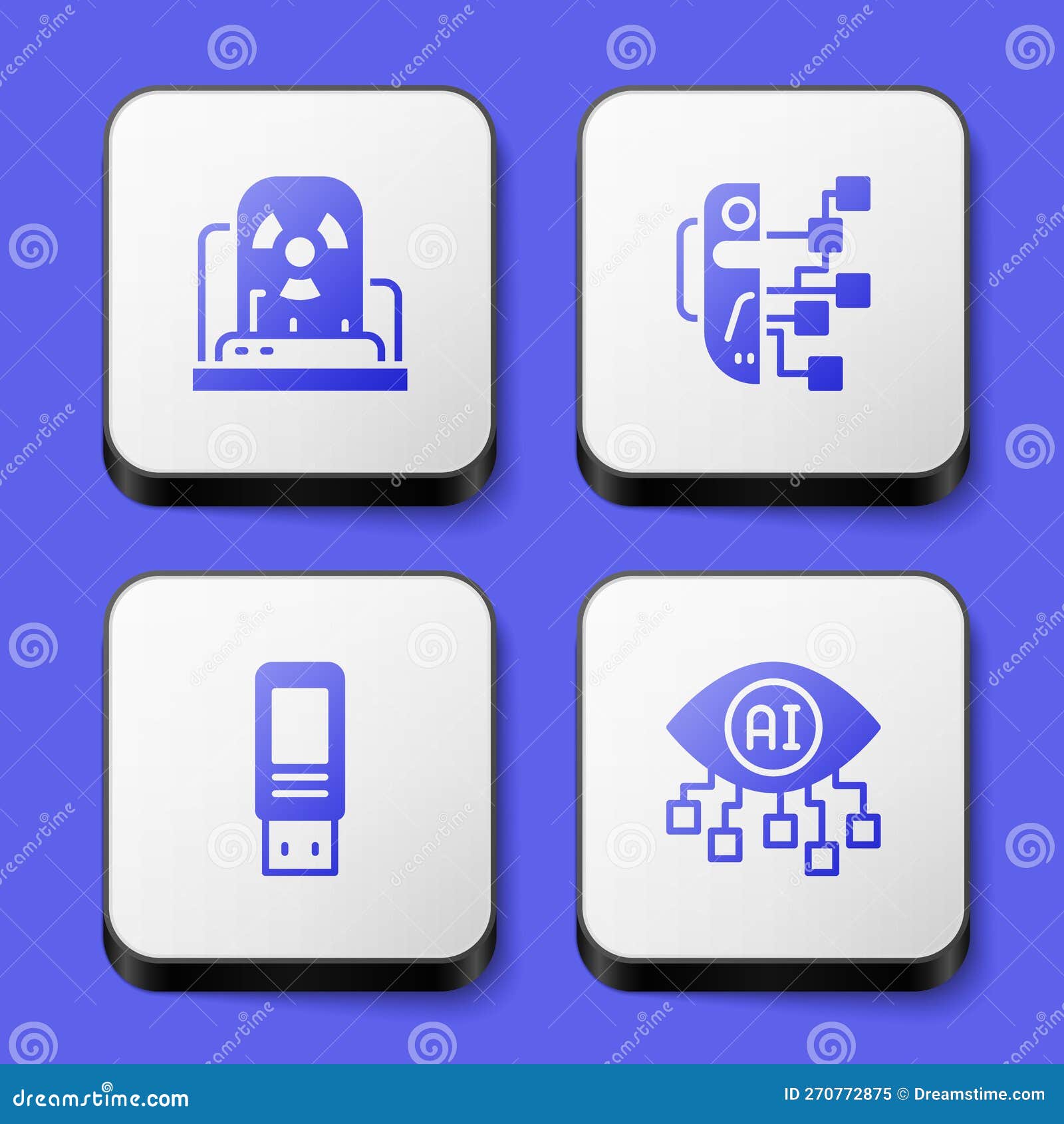 Set Radioactive Warning Lamp, Humanoid Robot, USB Flash Drive and ...