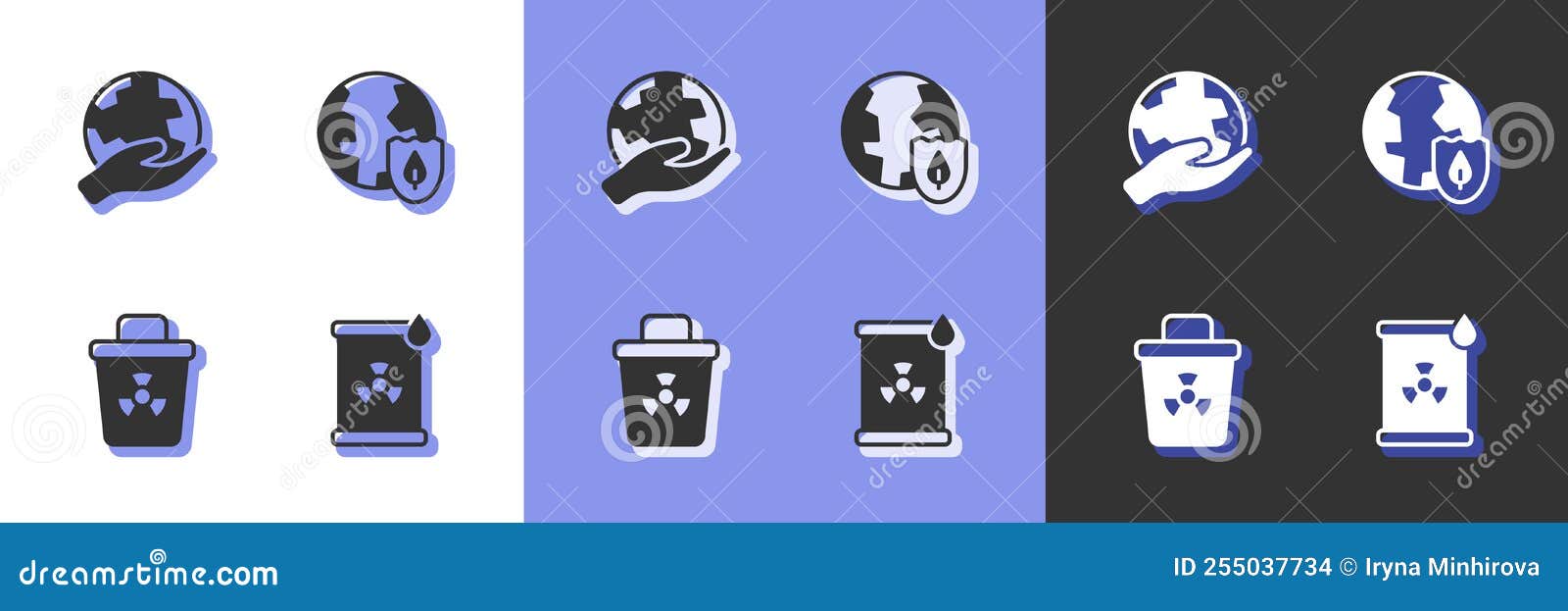 Set Radioactive Waste in Barrel, Hand Holding Earth Globe, Infectious ...