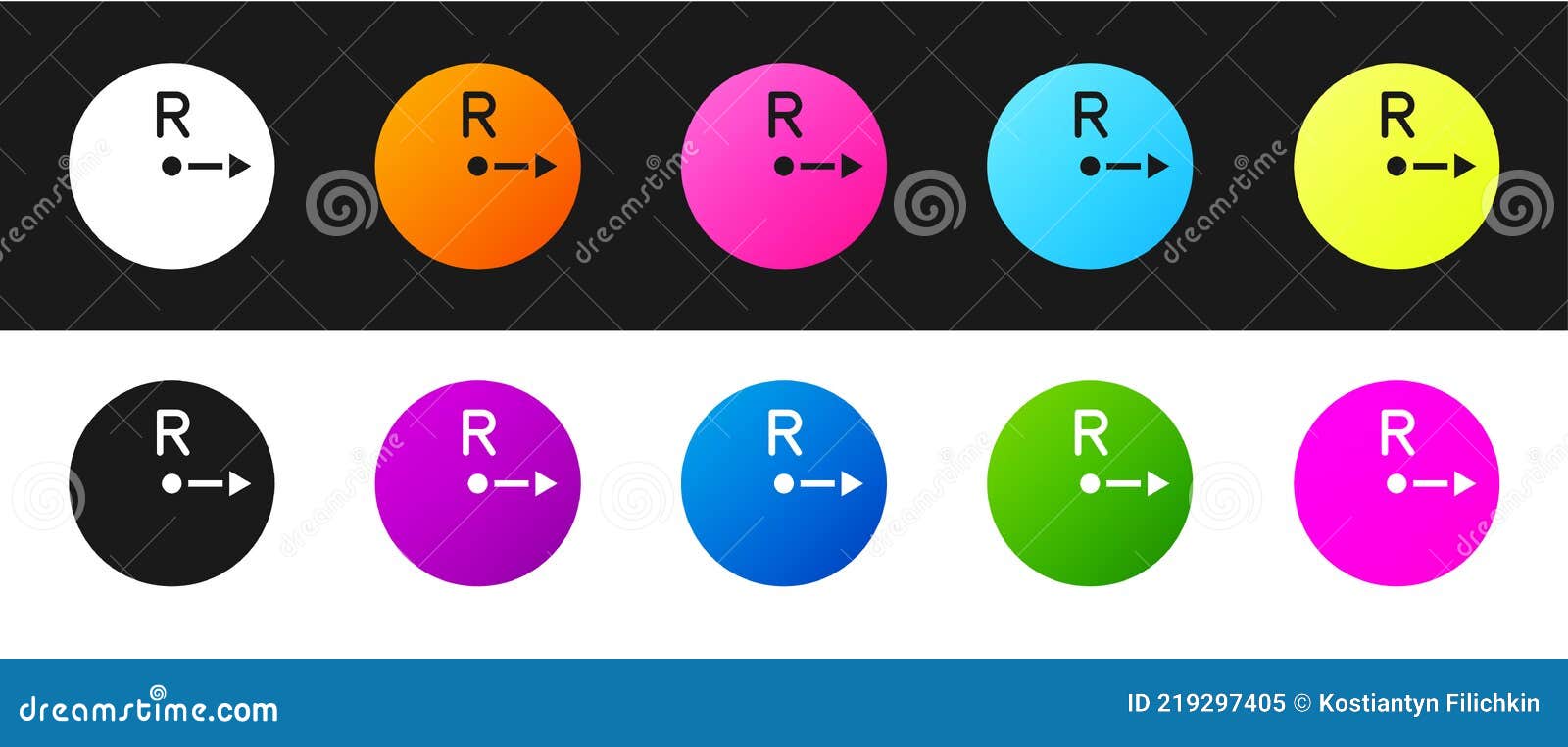 Set Radius Icon Isolated on Black and White Background. Vector Stock ...