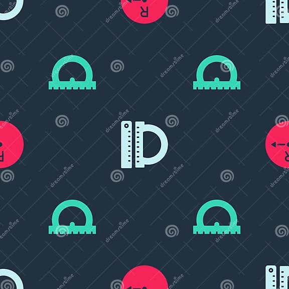 Set Radius, Protractor and Ruler and on Seamless Pattern. Vector Stock ...