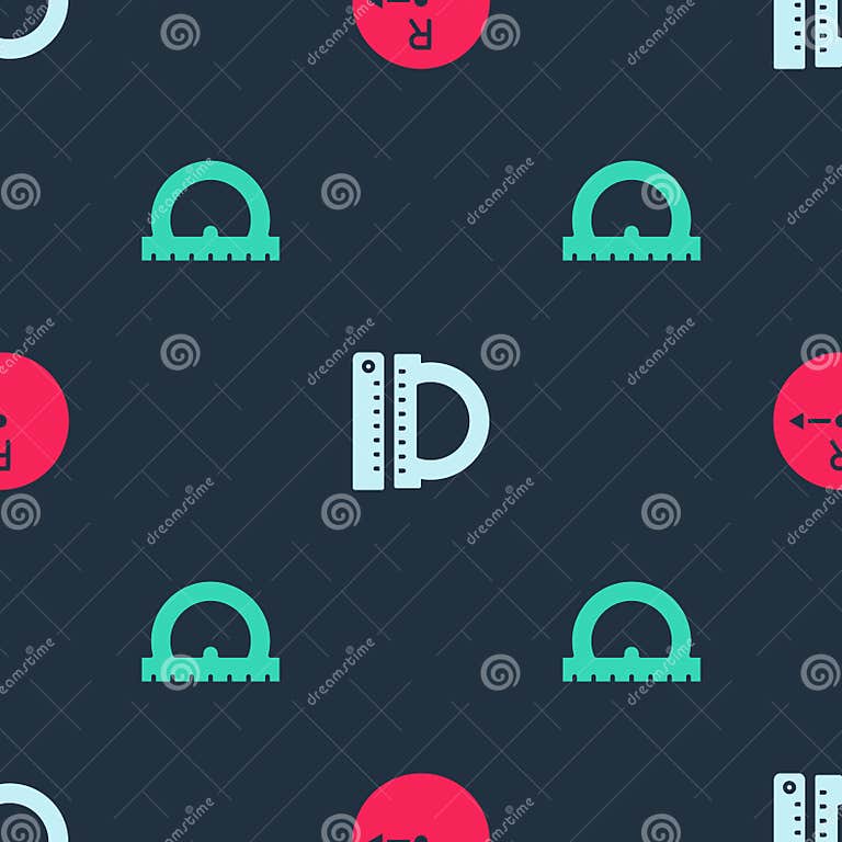 Set Radius, Protractor and Ruler and on Seamless Pattern. Vector Stock ...